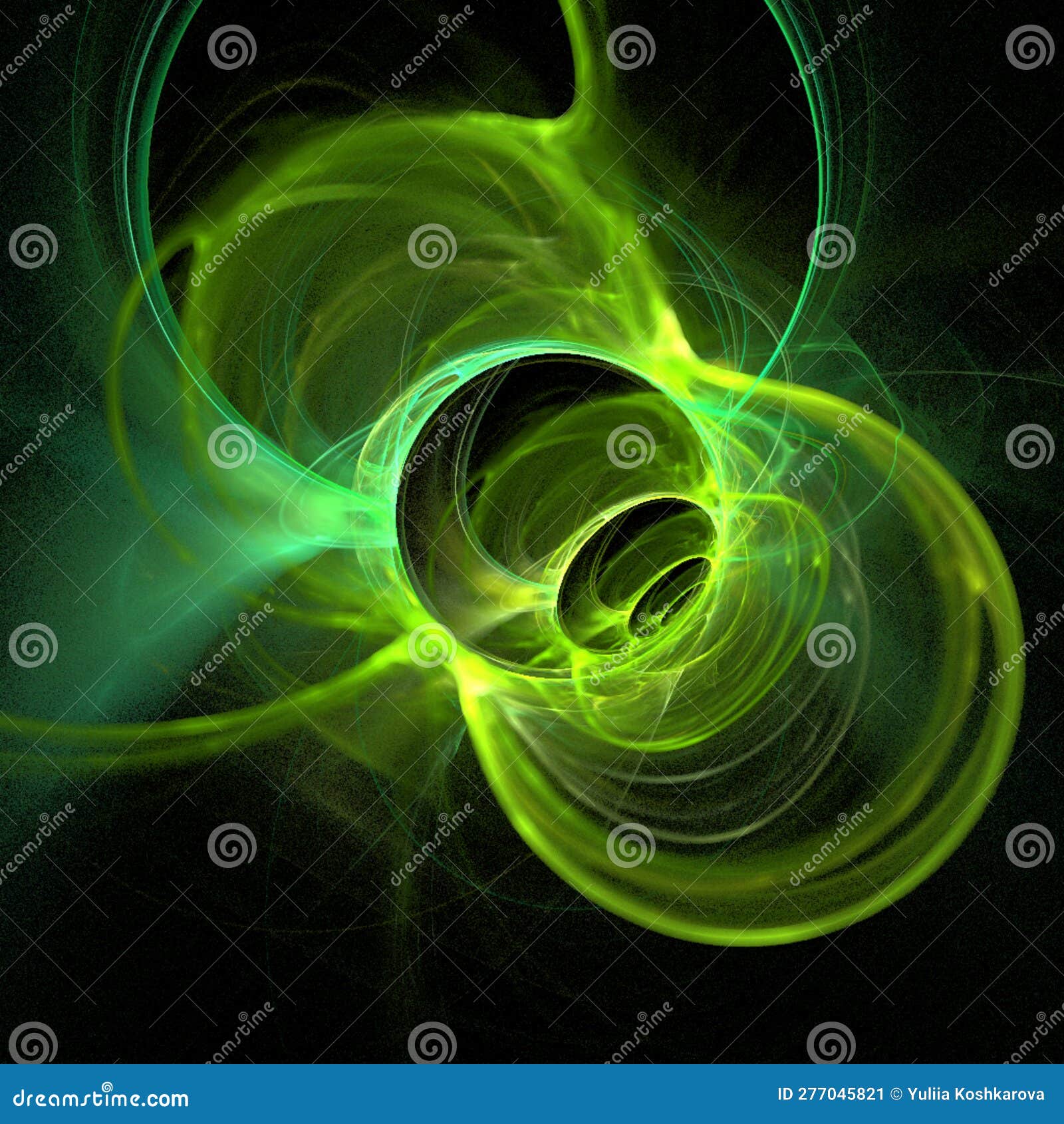 Yellow and Green Abstract Drawing on a Black Background, Color Digital ...