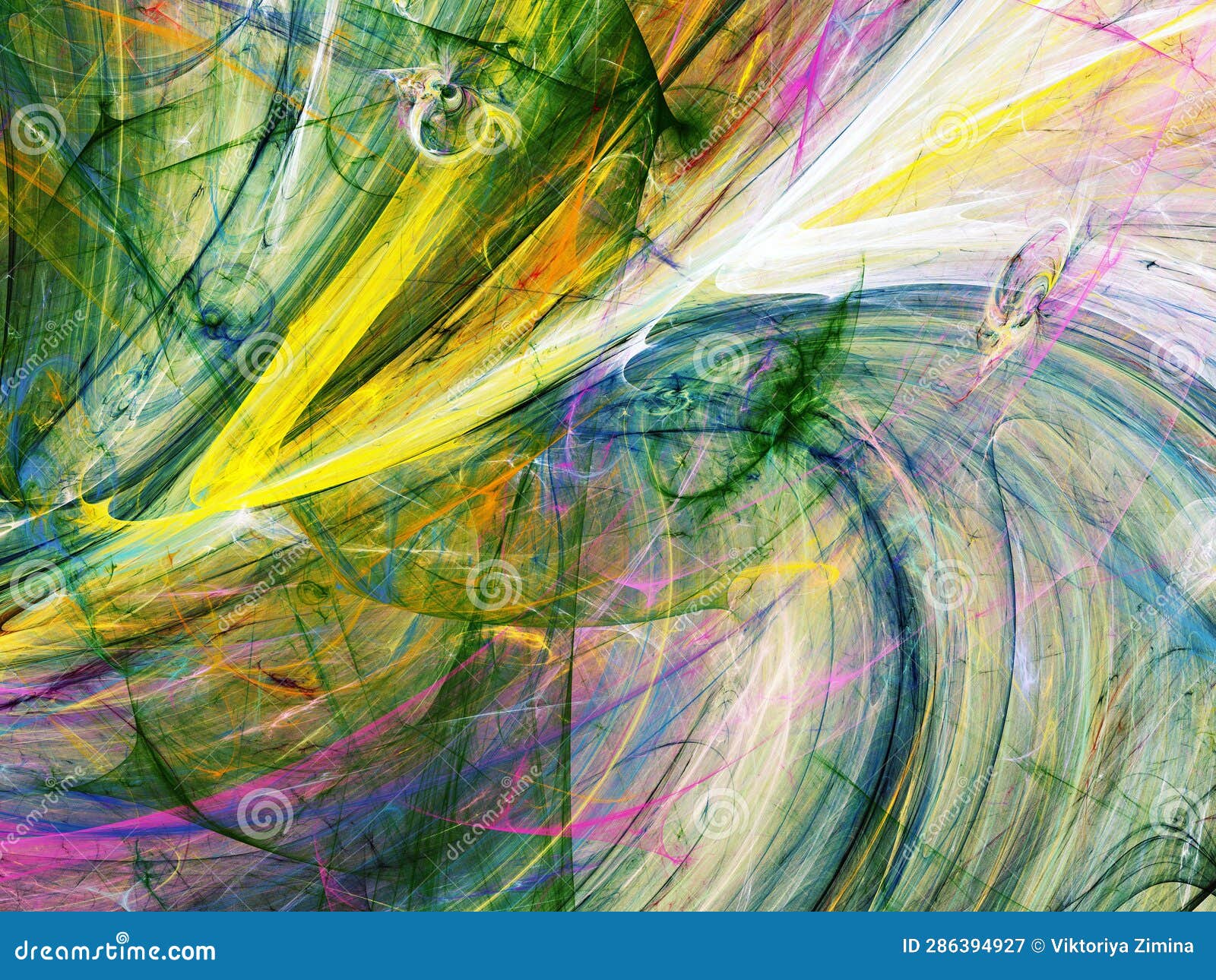 Yellow and Green Abstract Fractal Background 3d Rendering Illustration ...