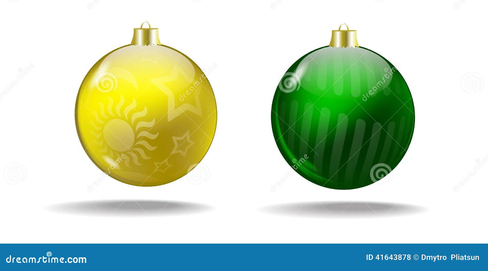 Yellow and Green Christmas Tree Balls. Vector. Stock Vector ...