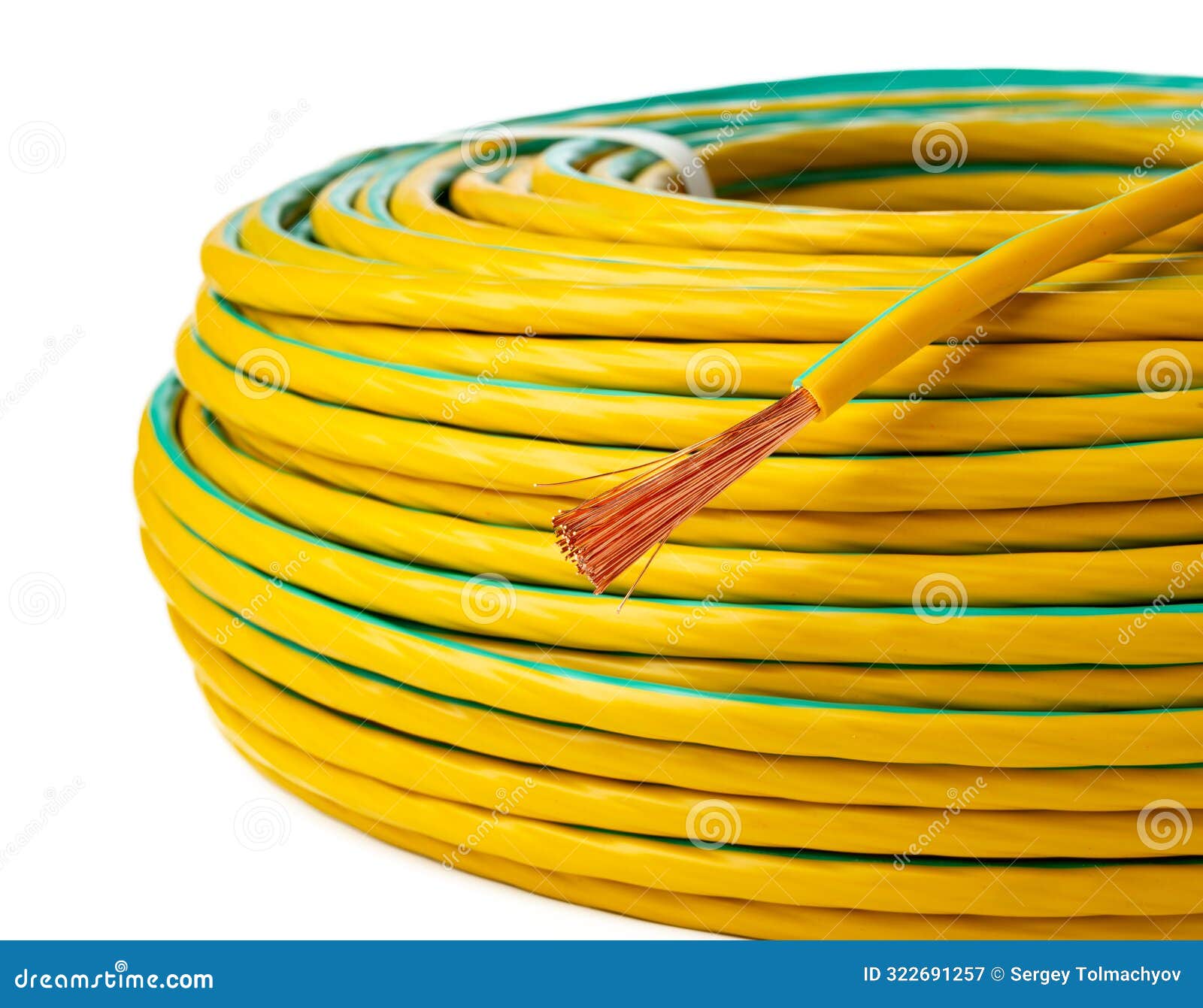 Yellow and Green Electrical Wire Roll on White Background Stock Image ...