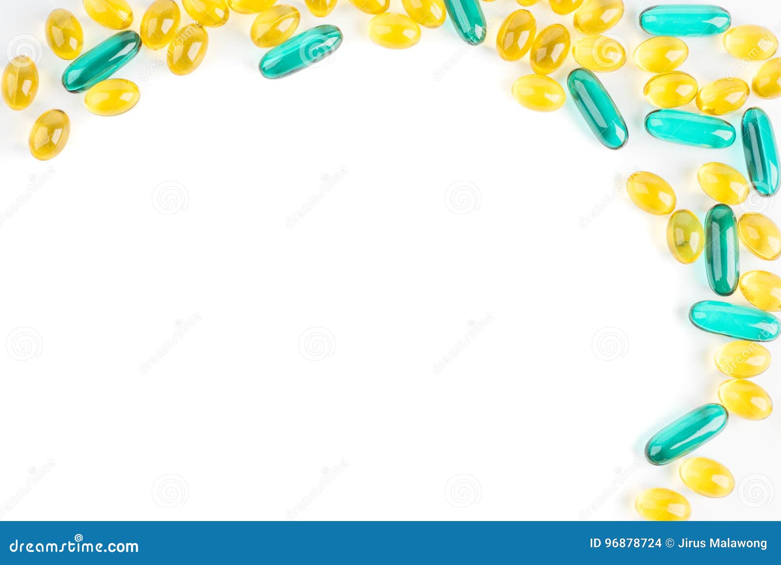 The Yellow and Green Fish Oil Capsules Border, Frame Stock Photo ...