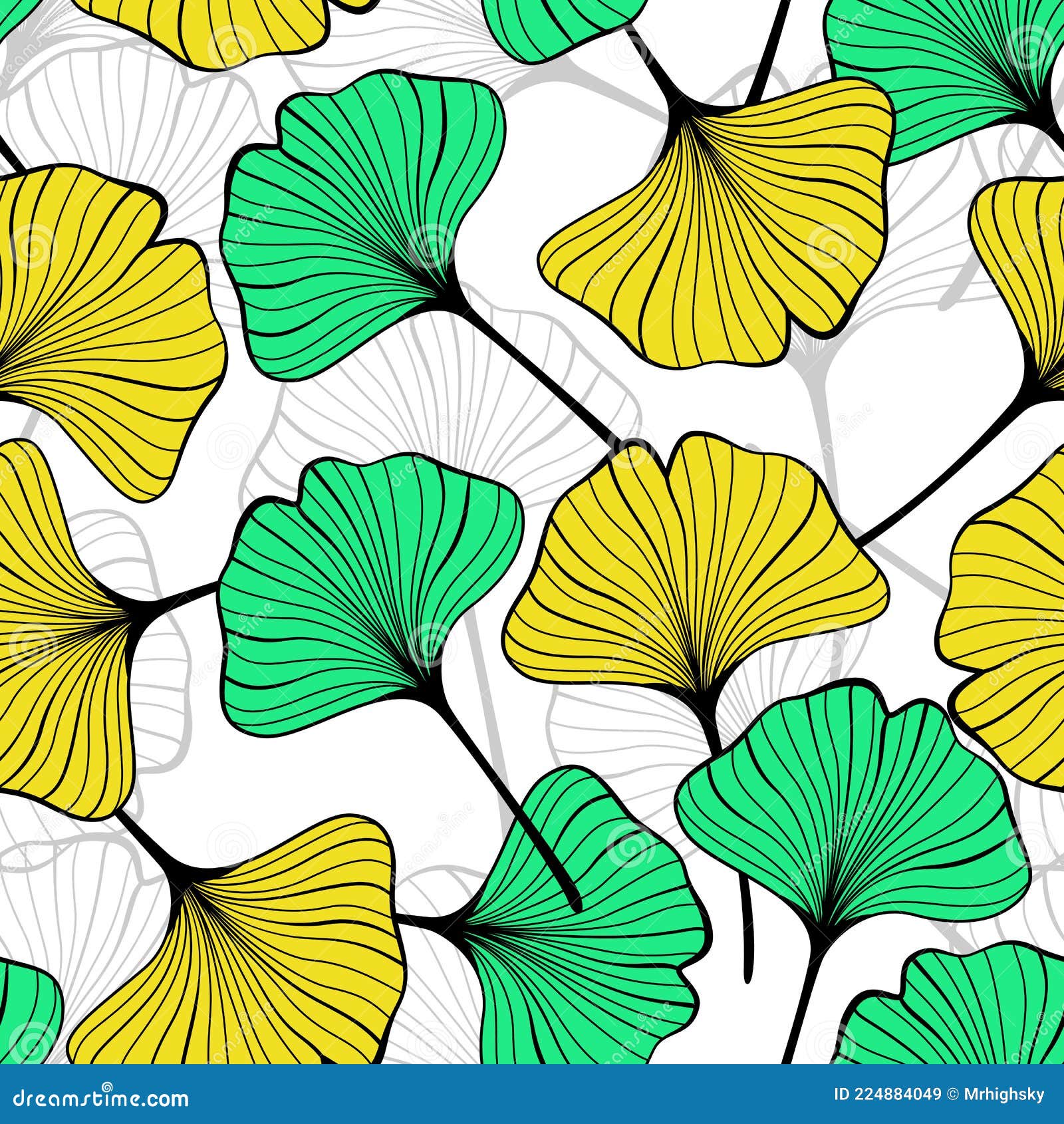 Yellow and Green Ginko Biloba Leaves Pattern Stock Vector ...