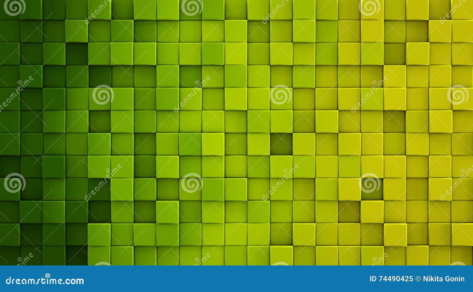 Yellow Green Gradient Cubes 3D Render Stock Illustration - Illustration ...
