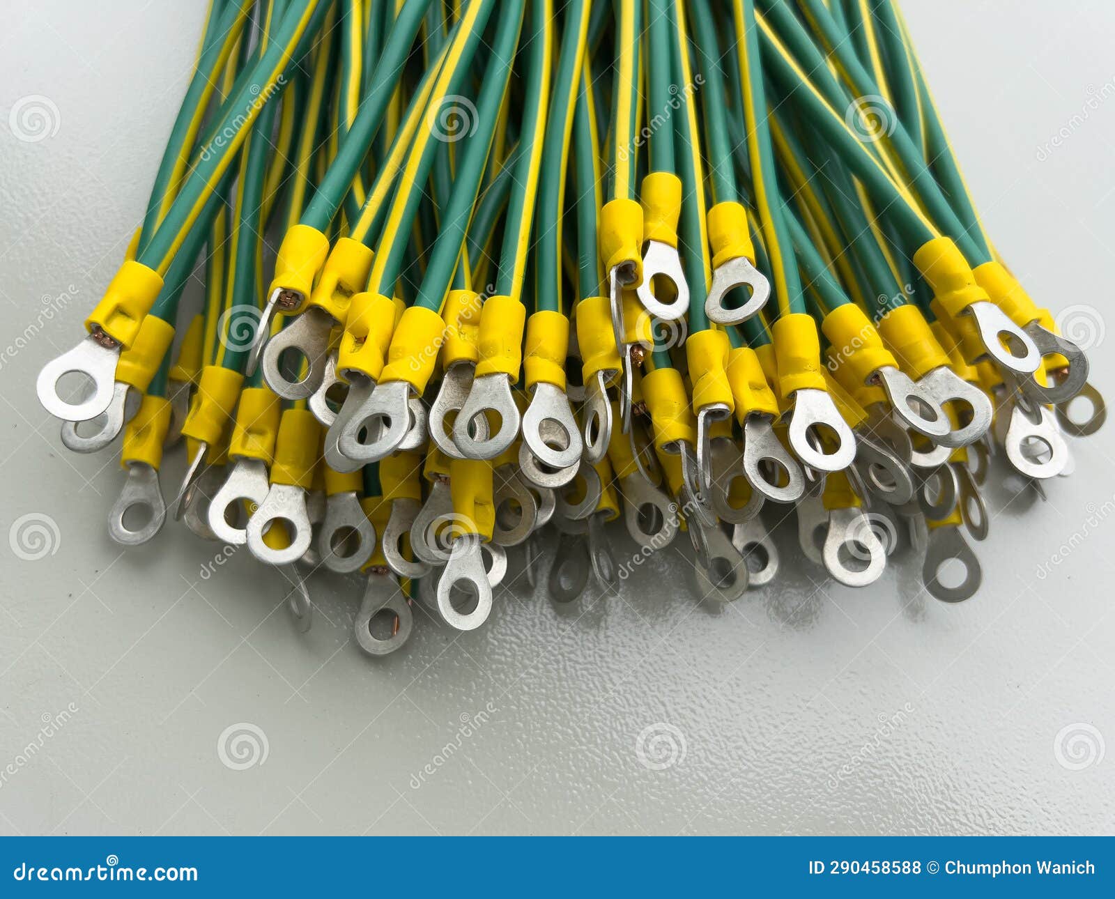 Yellow-green Grounding System Stock Photo - Image of safety, cable ...