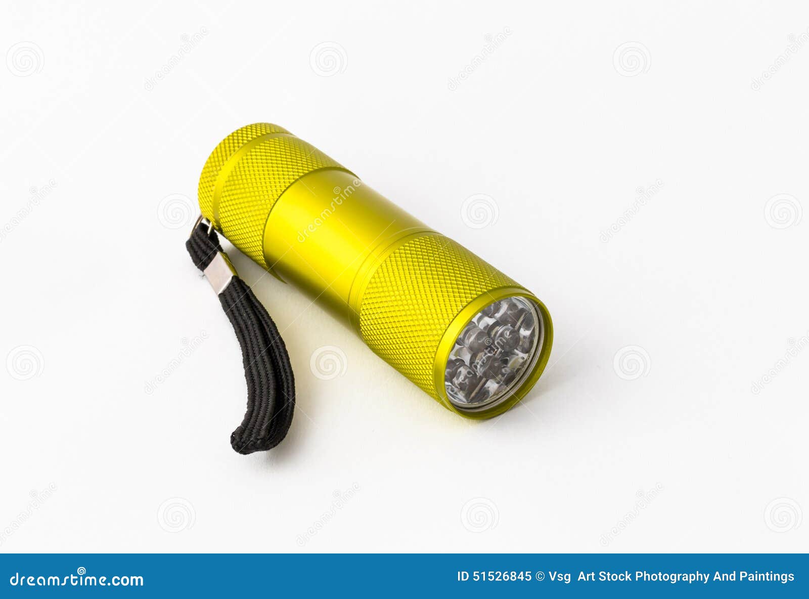 Yellow-green Led Aluminum Flashlight on a White Background Stock Image ...