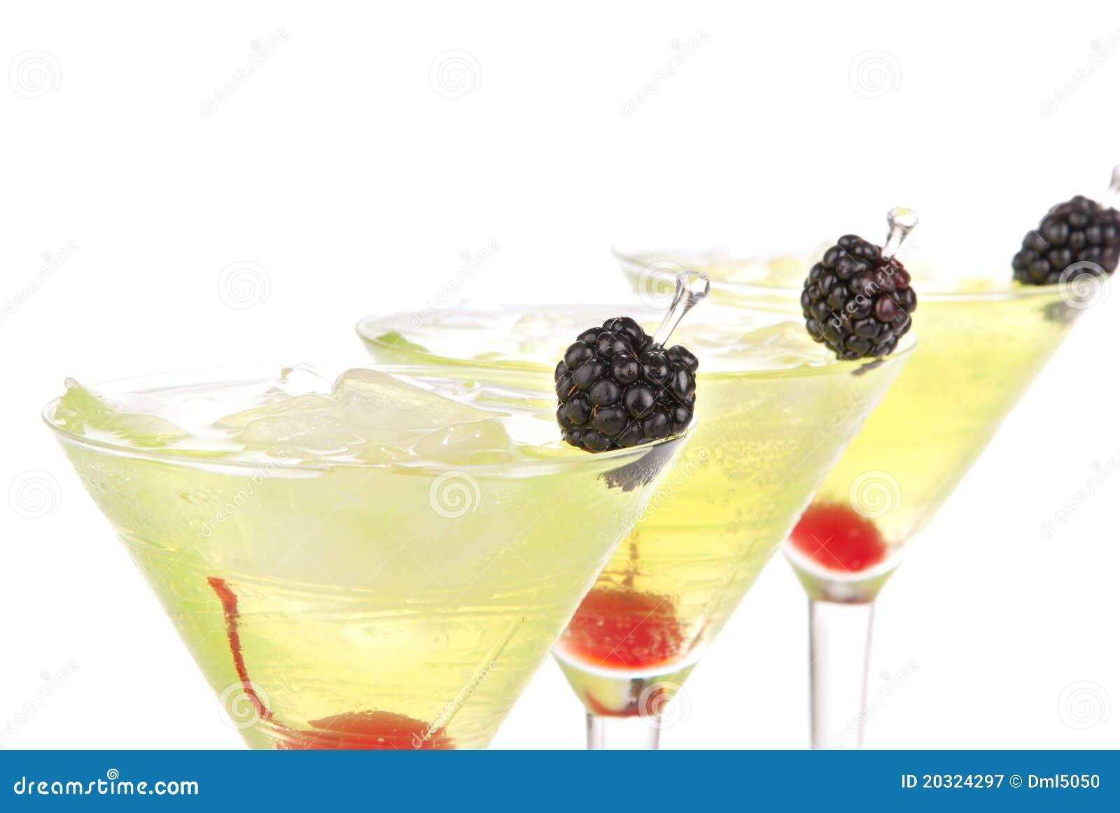 Yellow Green Martini Cocktails Row Stock Image - Image of decorated ...