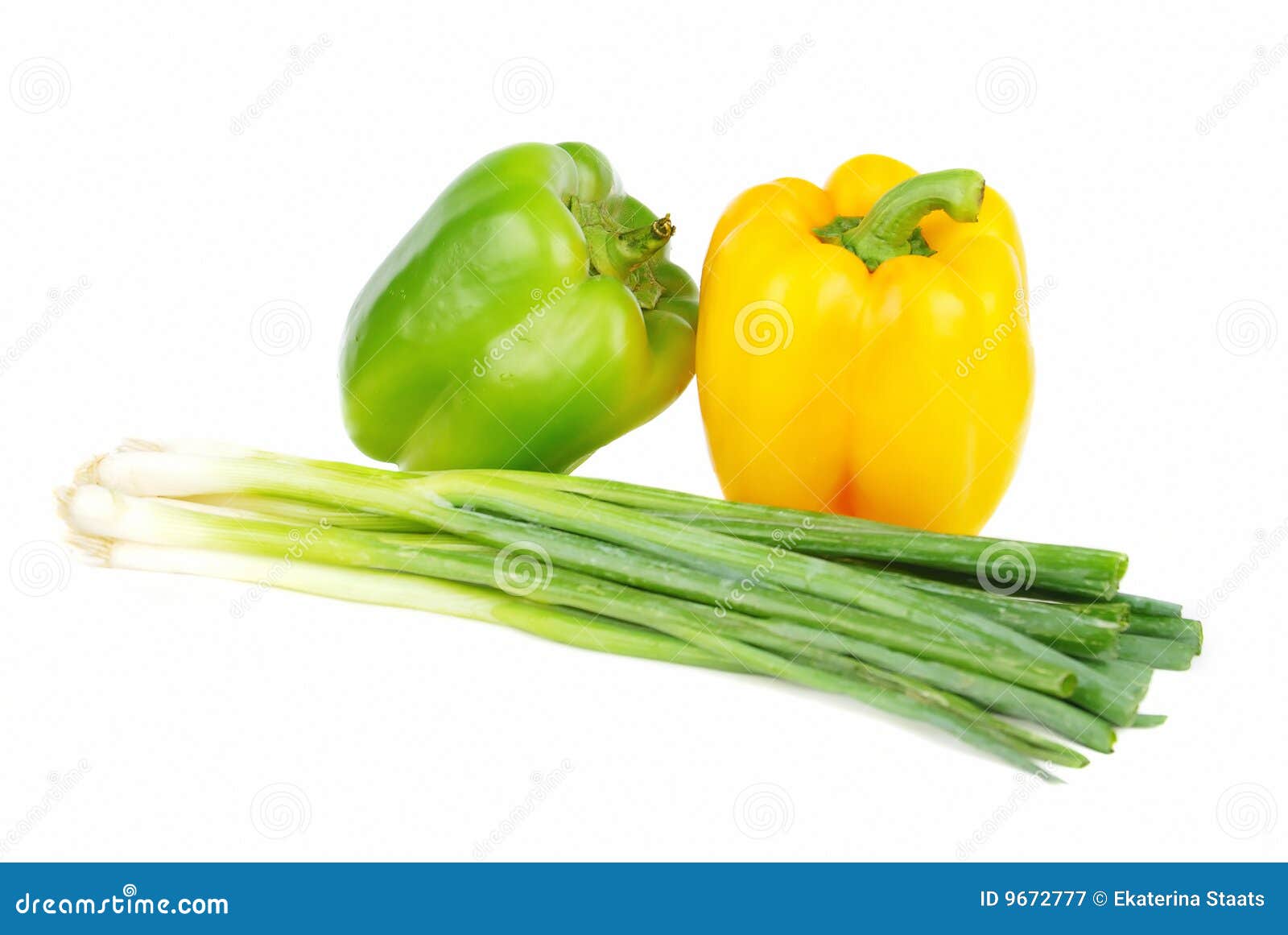 Yellow and Green Paprika with Green Onion Stock Image - Image of green ...