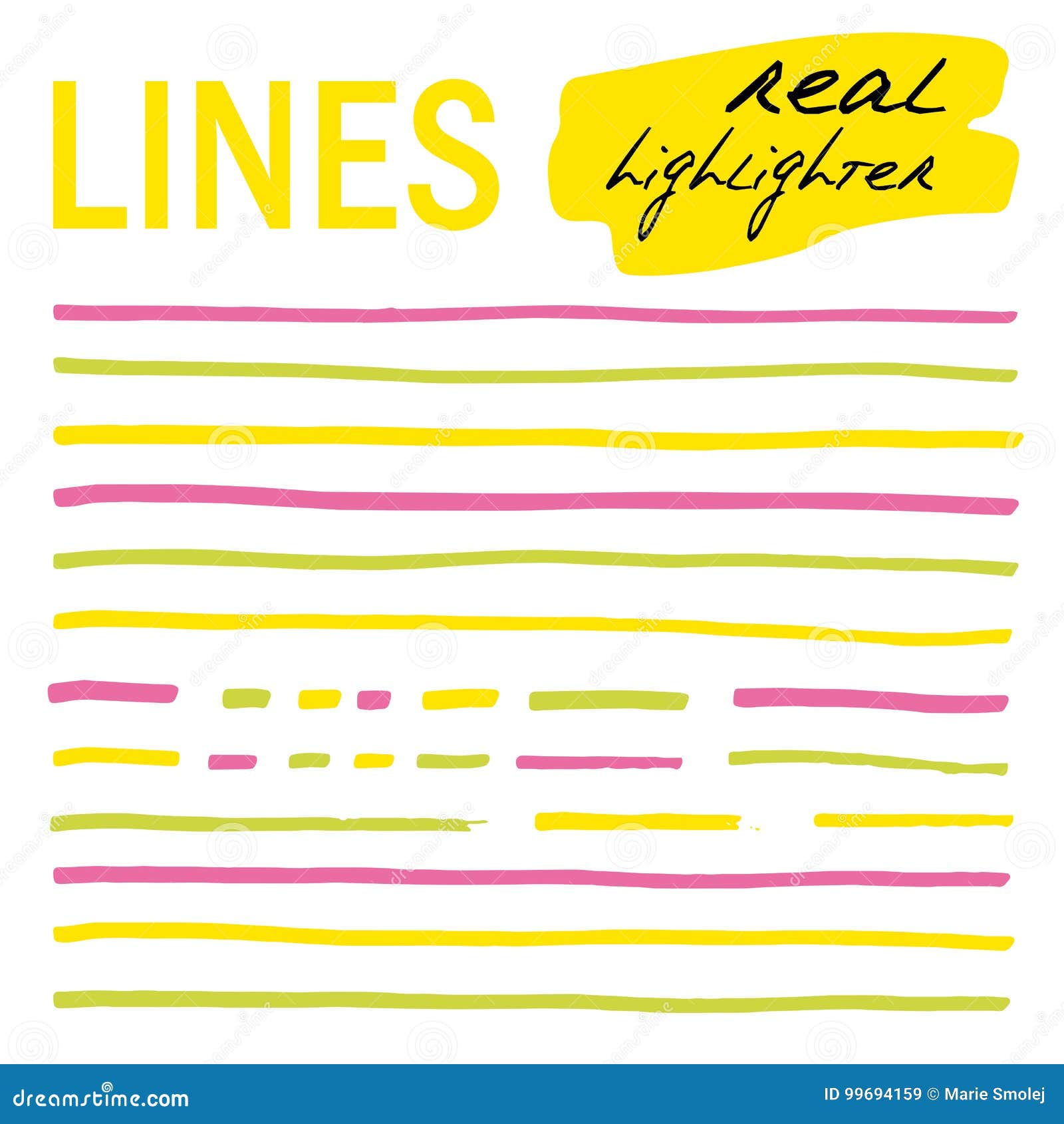 Hand-drawn Lines - Real Highlighters. Stock Vector - Illustration of ...
