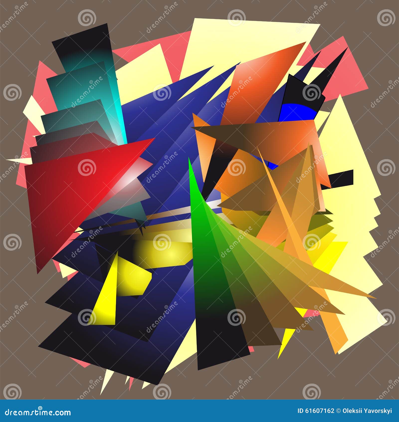 Yellow Green Red and Blue Triangles Intertwined Stock Illustration ...