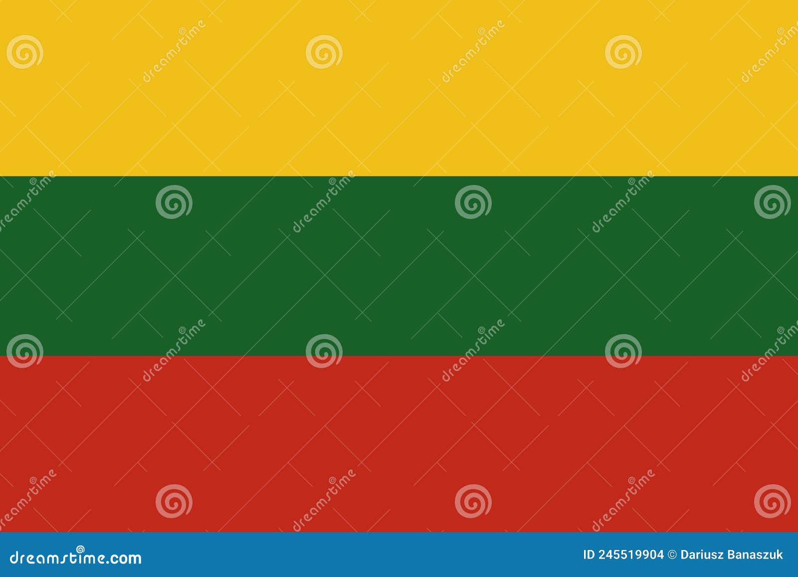 The Yellow Green and Red Flag of Lithuania. Stock Illustration ...