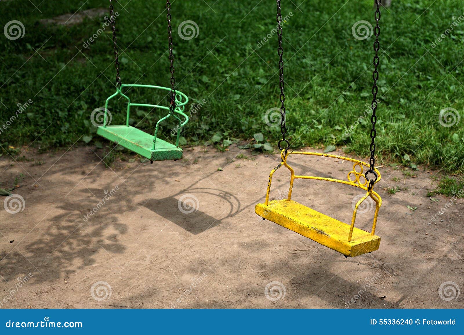Yellow and green swing stock photo. Image of activity - 55336240