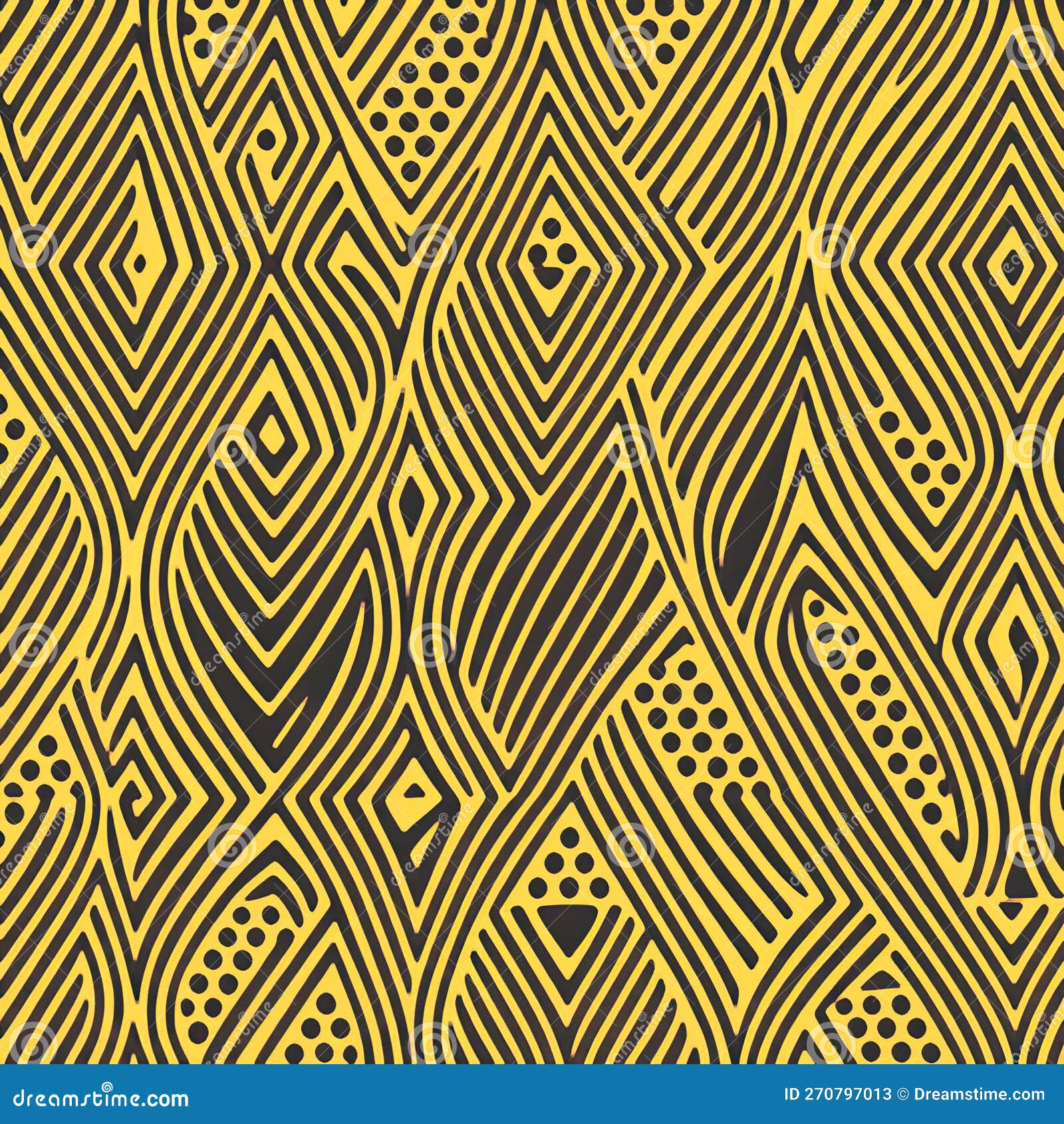 Yellow on Grey Abstract Wavy Pattern in Digital Illustration Background ...