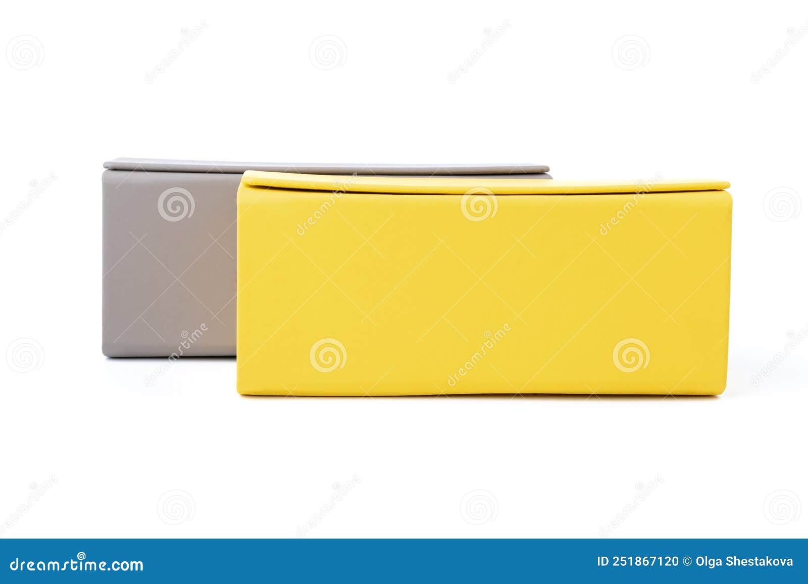 Yellow and Grey Box for Decorate or Keep Something on White Background ...