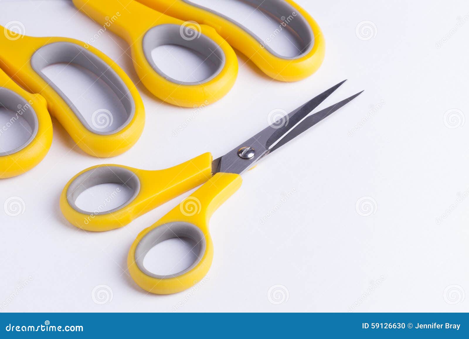Yellow and Grey Scissors on White Background Stock Photo - Image of ...