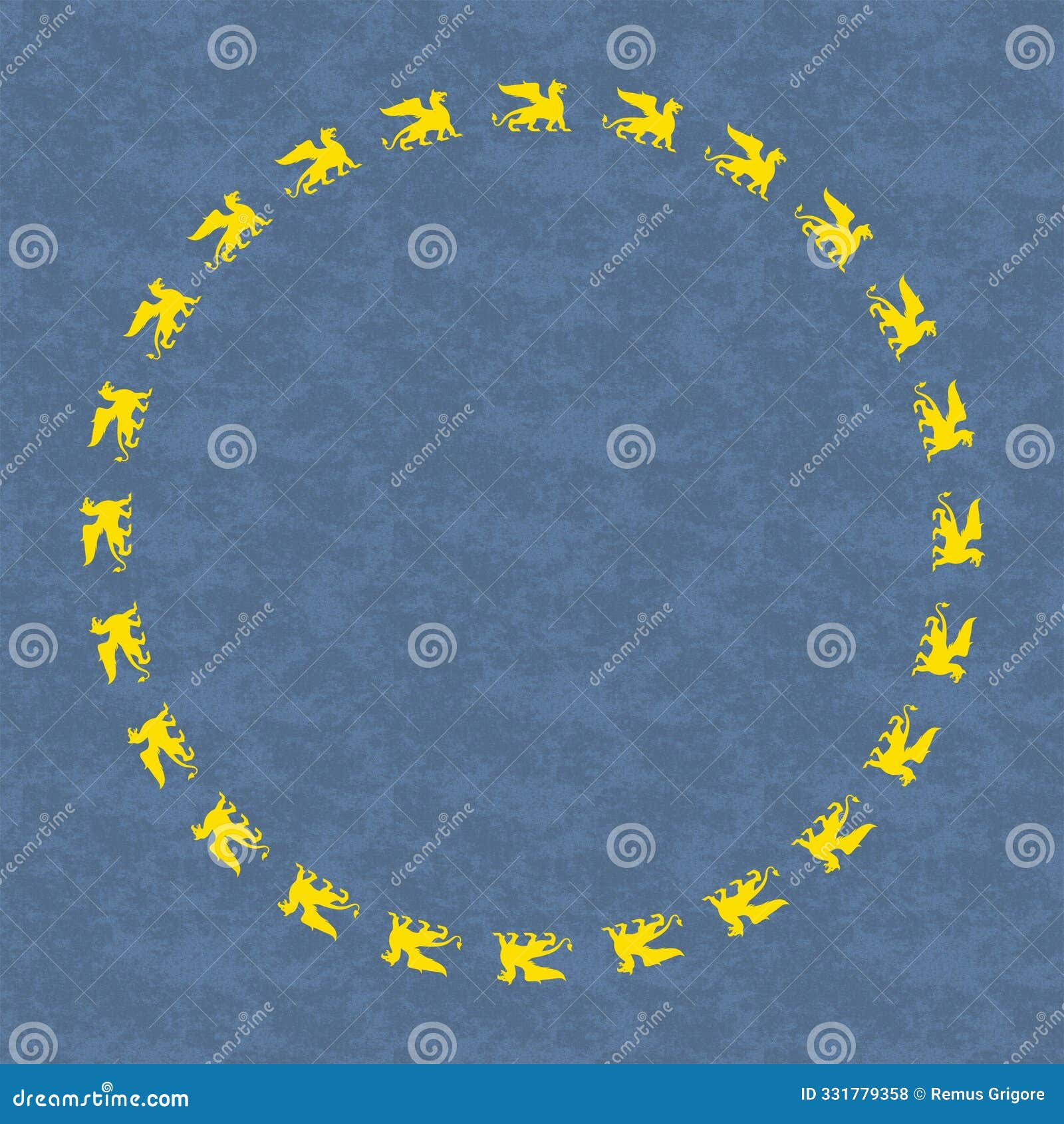 White Griffons Round Frame - Cdr Format Cartoon Vector | CartoonDealer ...