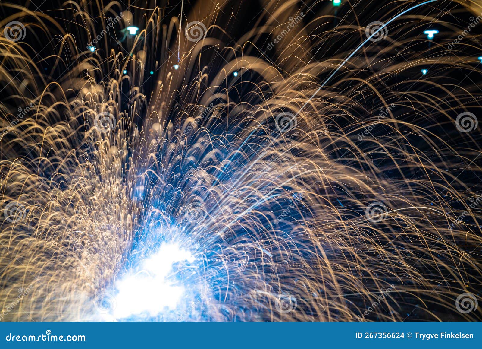 Yellow Ground Fireworks on Asphalt Exploding.. Stock Photo - Image of ...