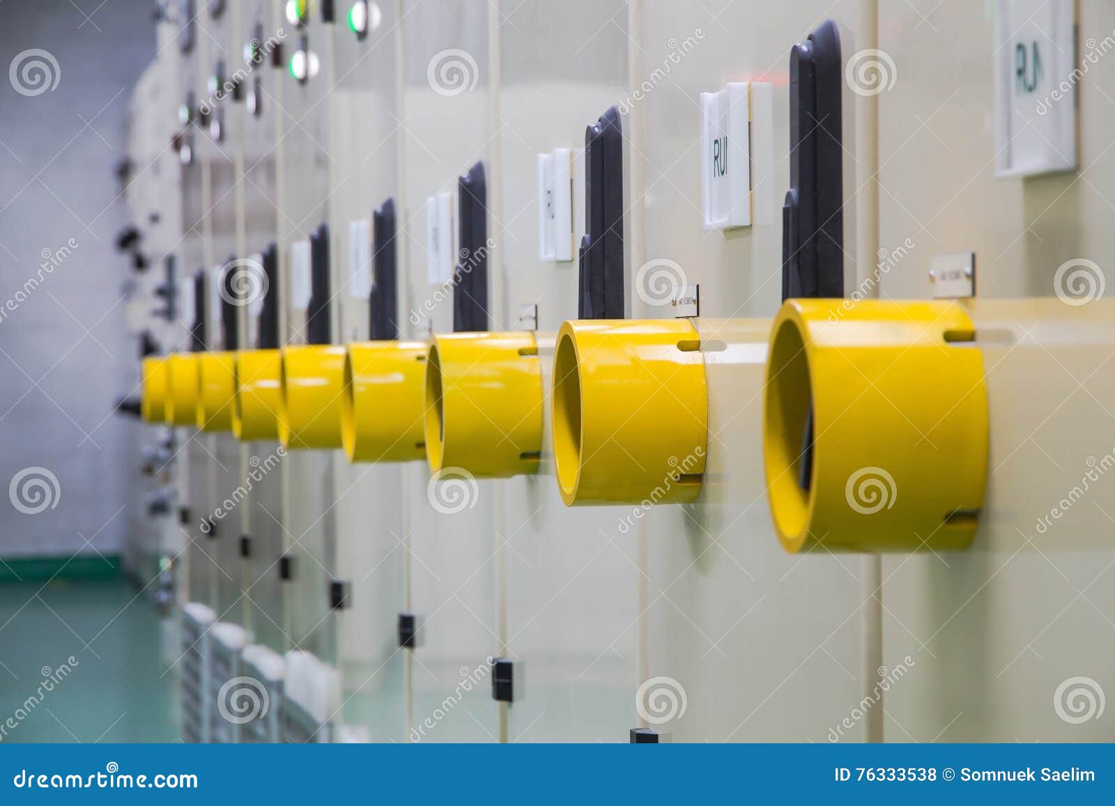 Yellow Guard of Switch Control Electrical Equipment Cabinet Stock Photo ...