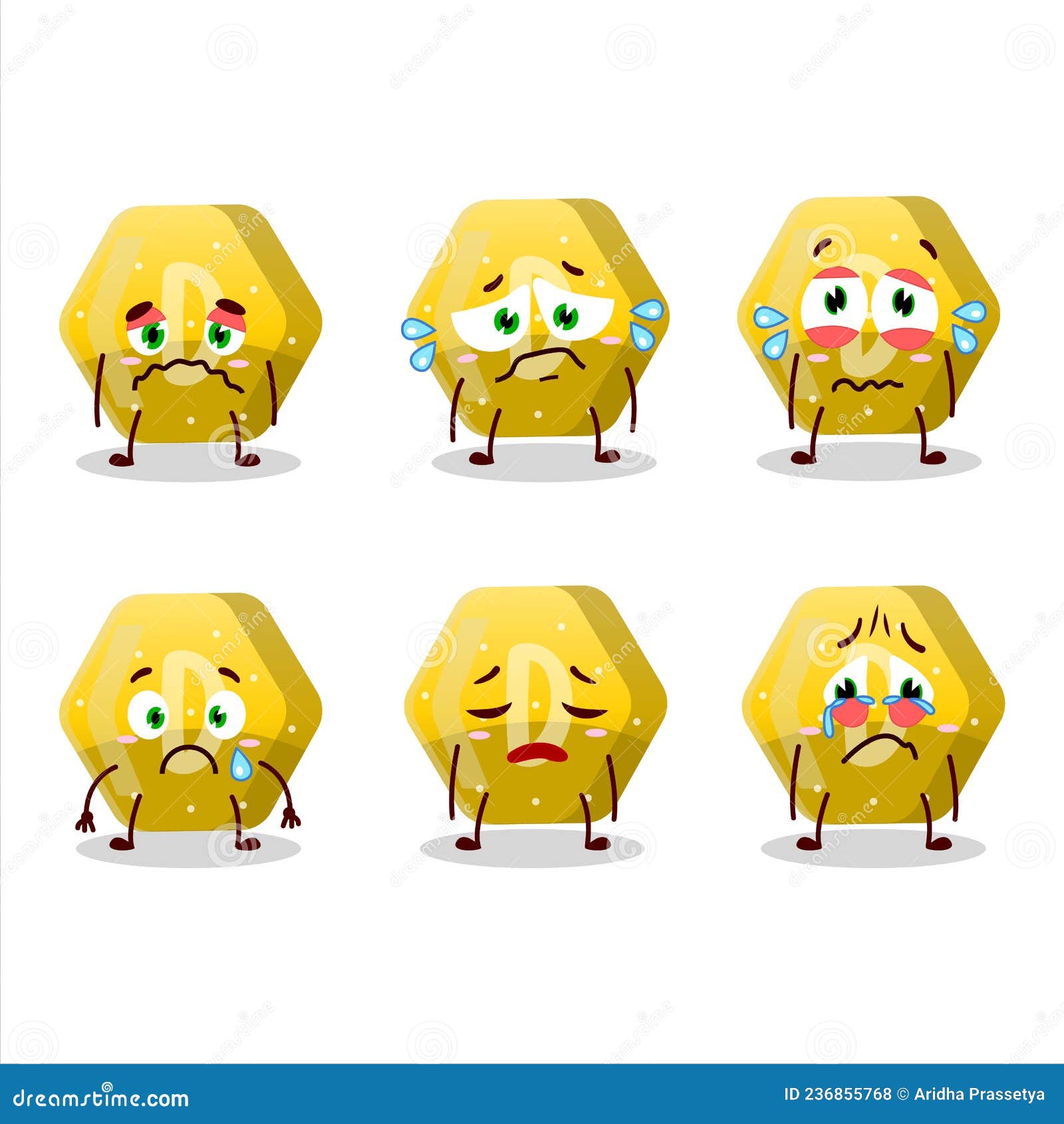 Yellow Gummy Candy D Cartoon Character with Sad Expression Stock Vector ...
