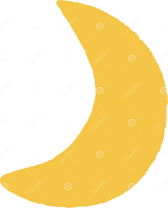 Yellow Half Moon Crescent Moon Doodle Illustration Stock Illustration ...