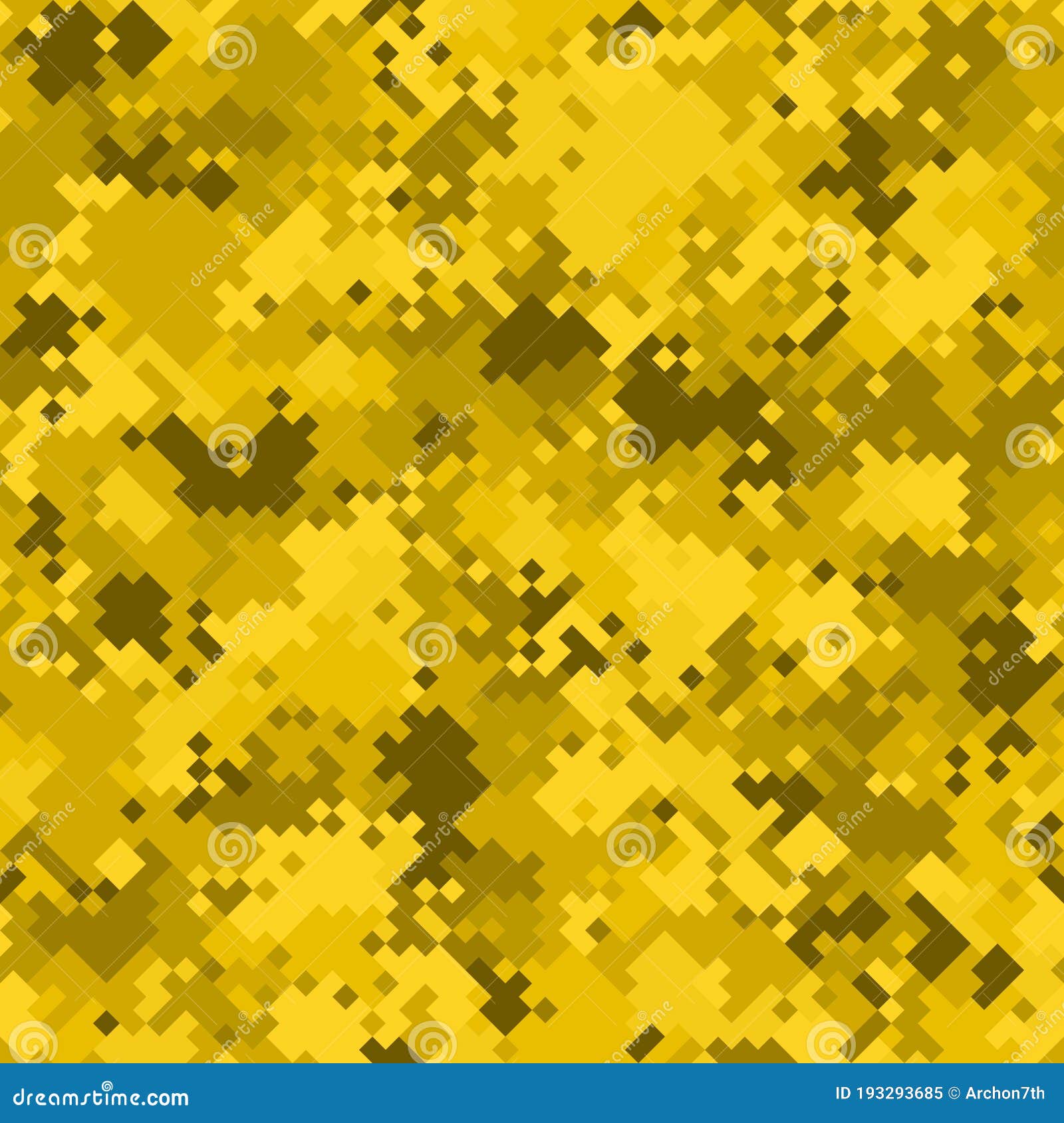 Yellow Halftones Pixel Clouds Seamless Pattern Vector Background ...