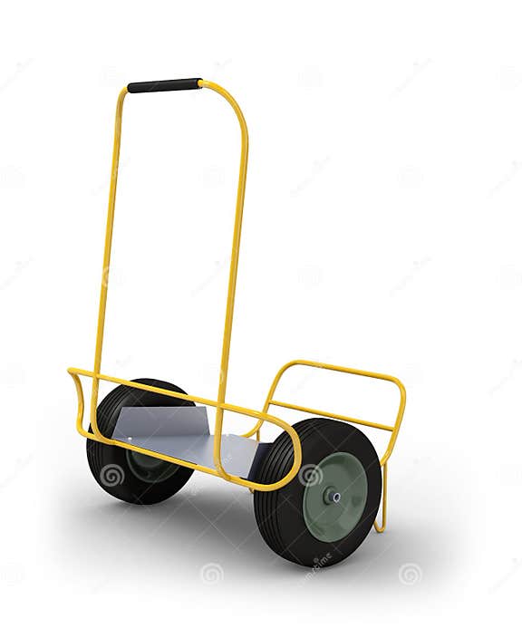 Yellow hand cart stock illustration. Illustration of render - 14314232