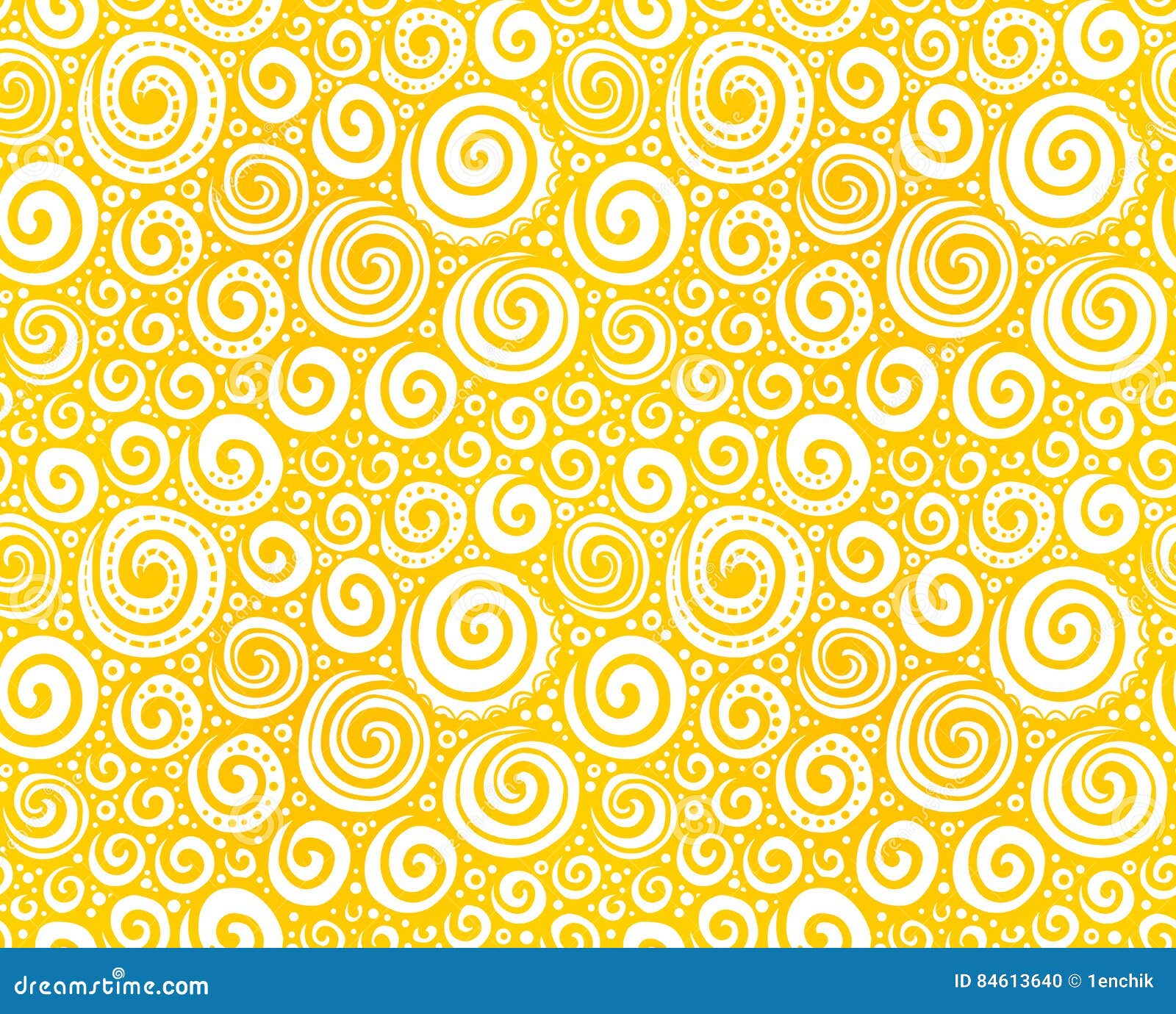 Yellow Hand Drawn Doodle Curls Abstract Seamless Pattern Stock Vector ...
