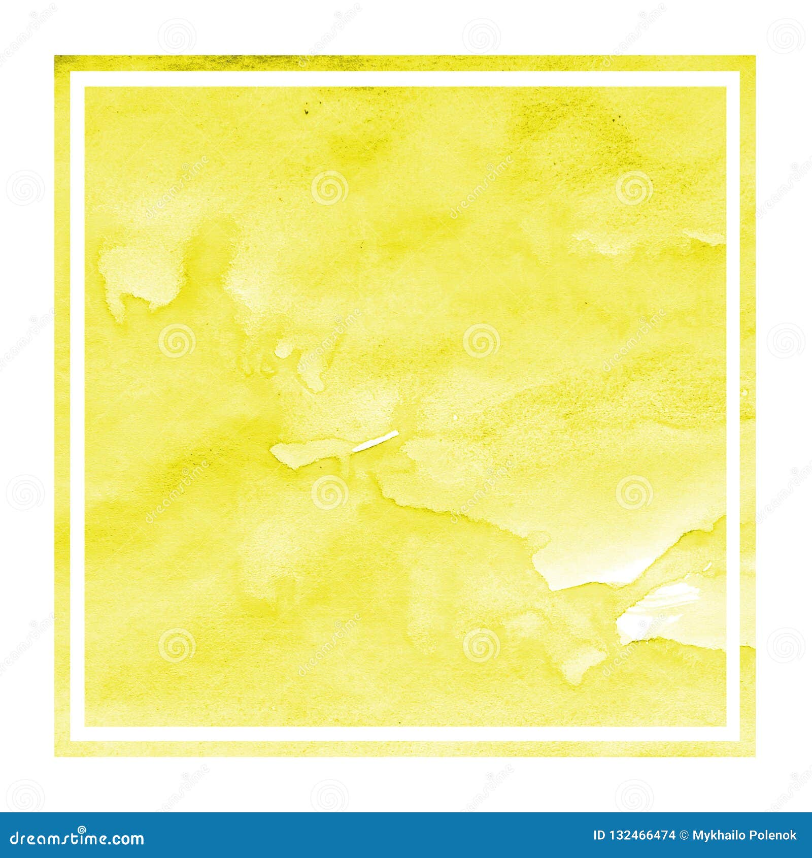 Yellow Hand Drawn Watercolor Rectangular Frame Background Texture with ...