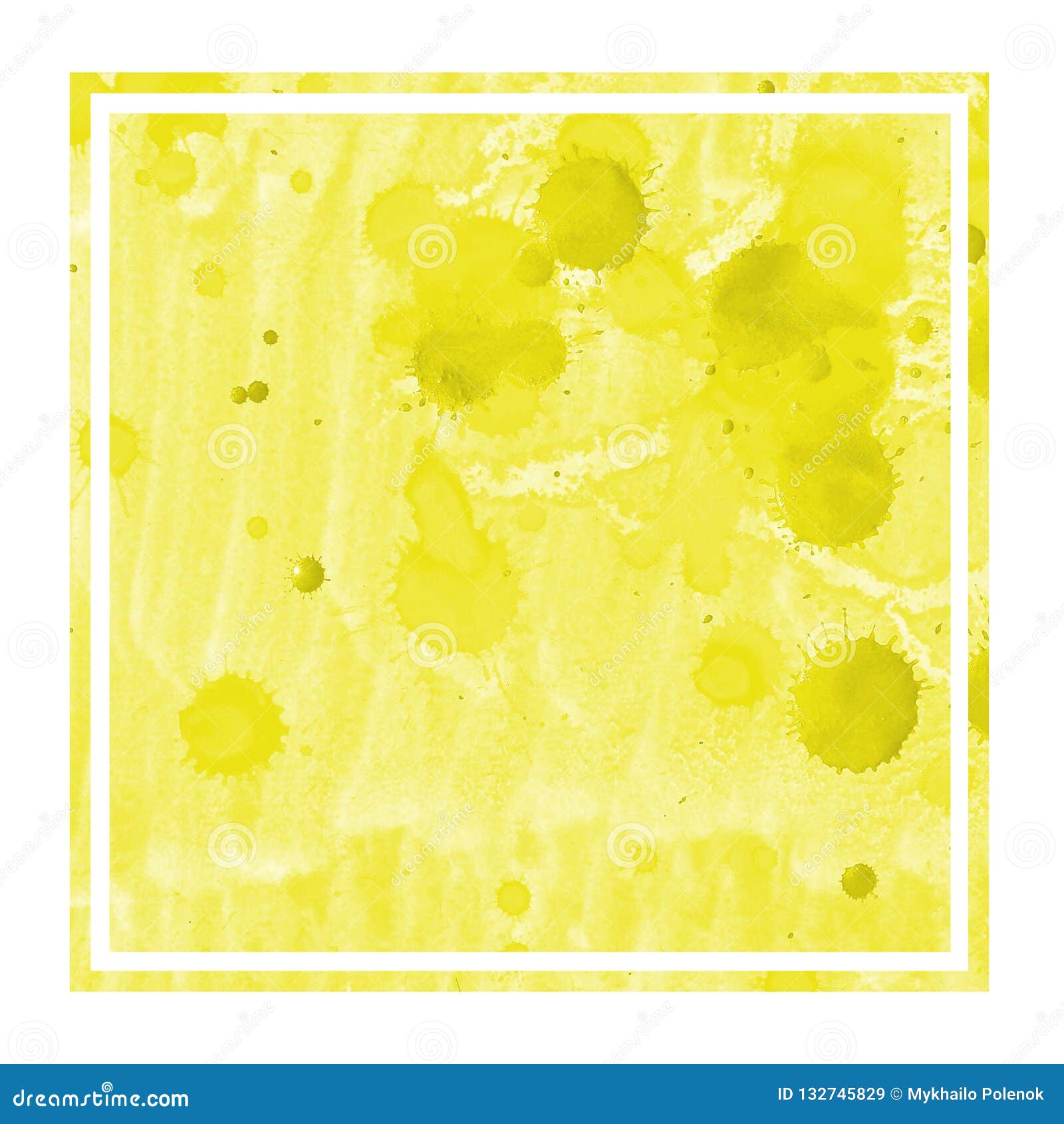 Yellow Hand Drawn Watercolor Rectangular Frame Background Texture with ...
