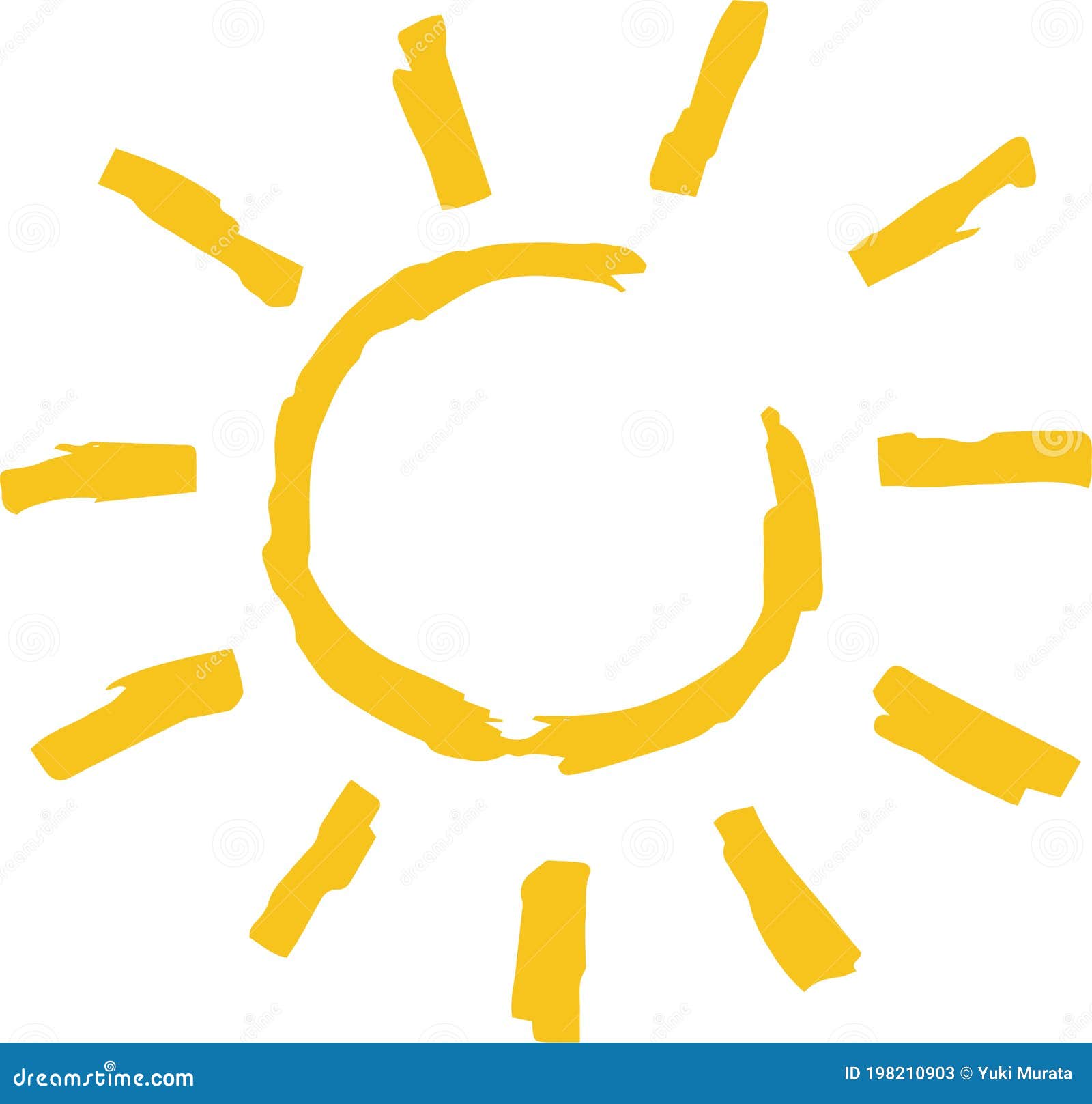 Yellow Hand-painted Sun Illustration Stock Vector - Illustration of ...