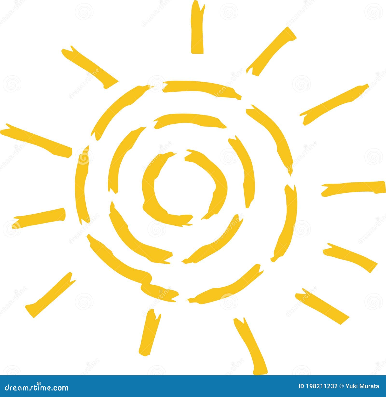 Yellow Hand-painted Sun Illustration Stock Vector - Illustration of ...