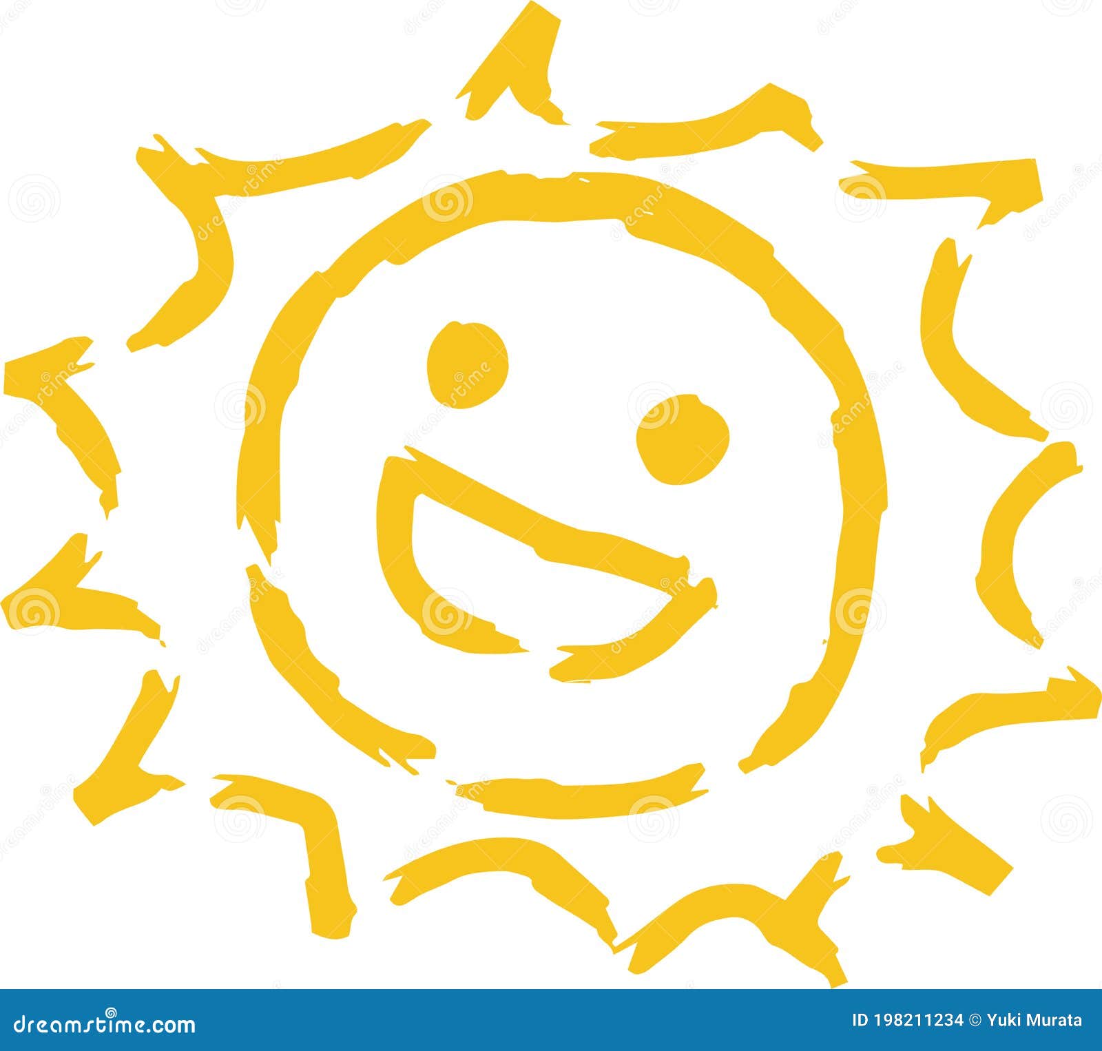 Yellow Hand-painted Sun Illustration Stock Vector - Illustration of ...