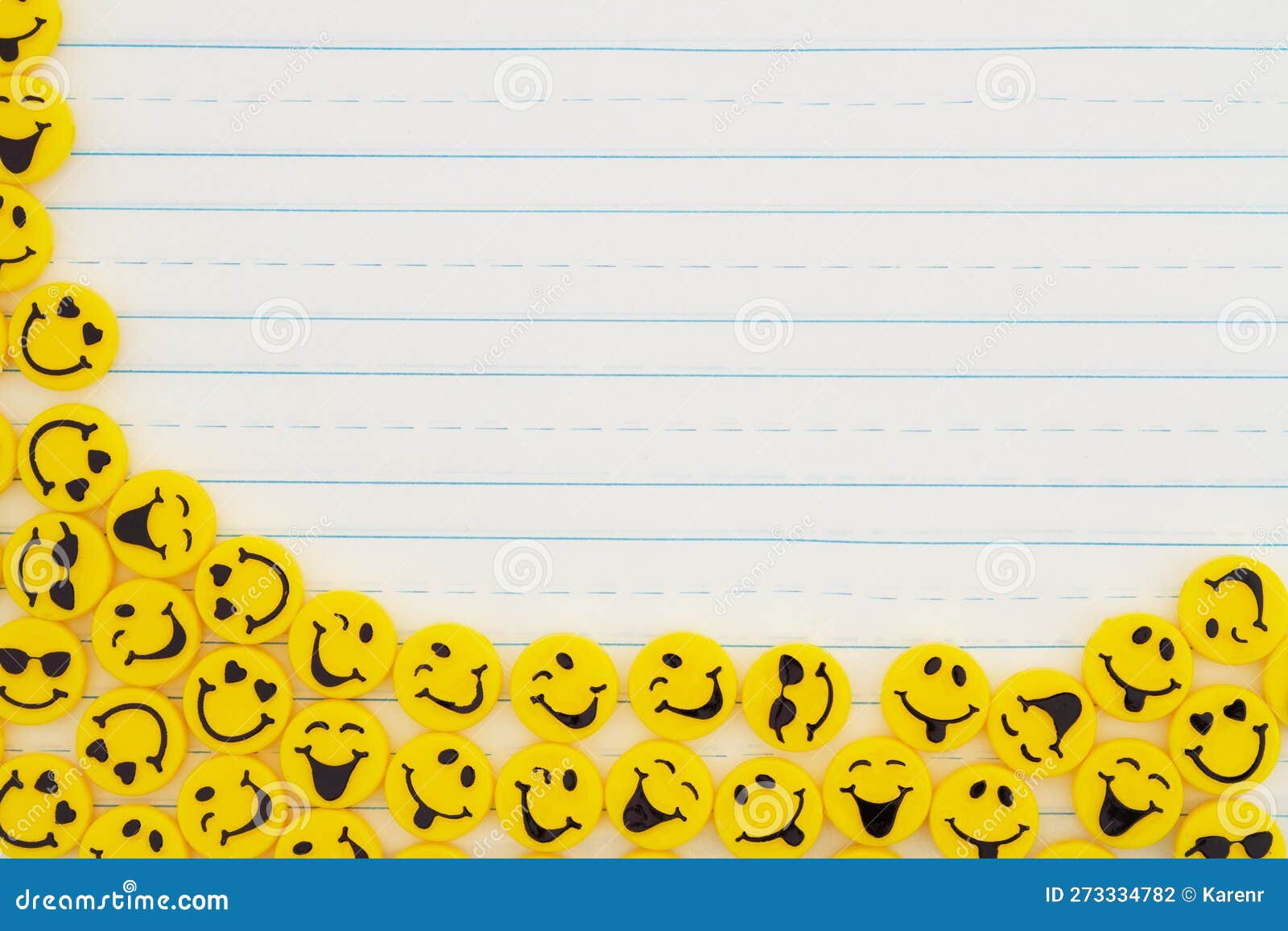 Yellow Happy Buttons Border on Lined Paper Stock Photo - Image of ...