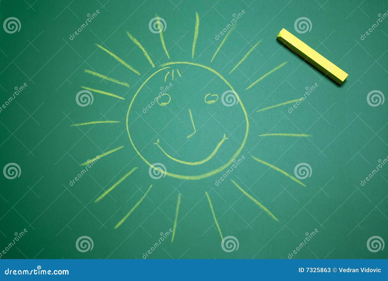 Yellow Happy Sun on School Panel Stock Image - Image of board, school ...