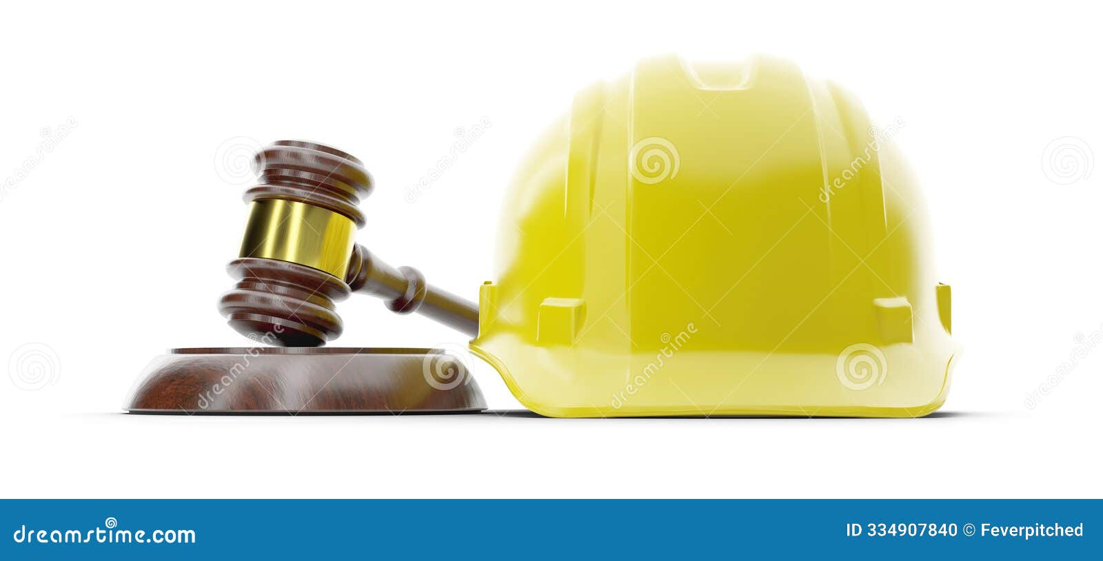 Yellow Hard Hat and Gavel Isolated on a White Background Stock Photo ...