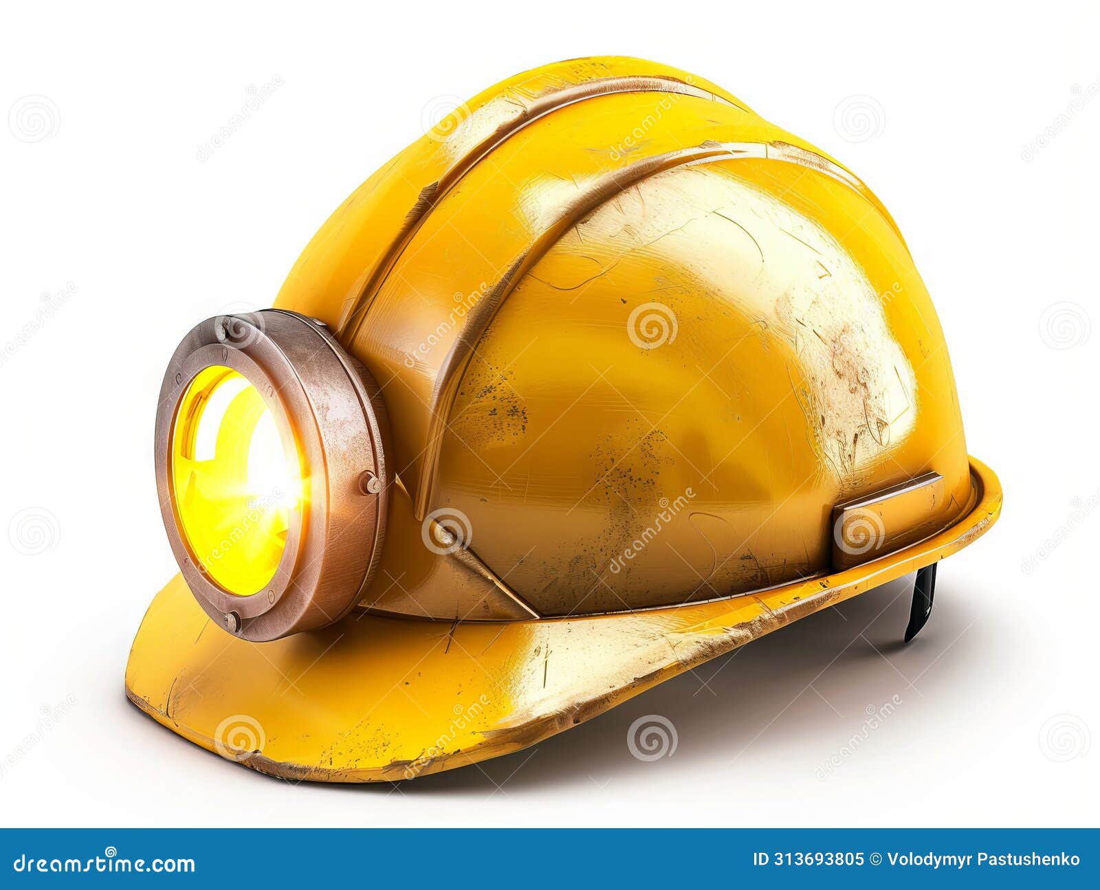 A Yellow Hard Hat with a Light on it Stock Image - Image of equipment ...