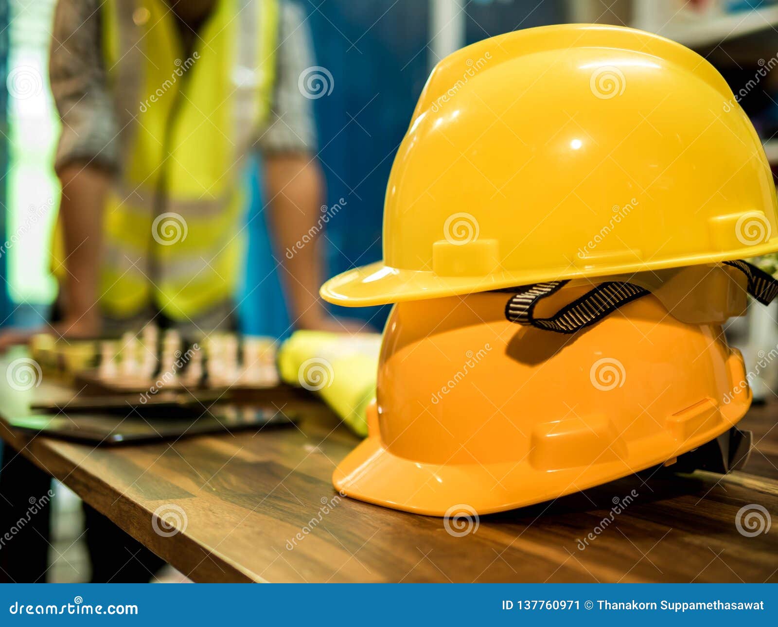 Yellow Hard Safety Helmet Hat For Safety Project Of Workman As Engineer ...