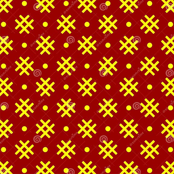 Yellow Hash Tags and Dots on Red Background Flat Pattern Design Stock ...
