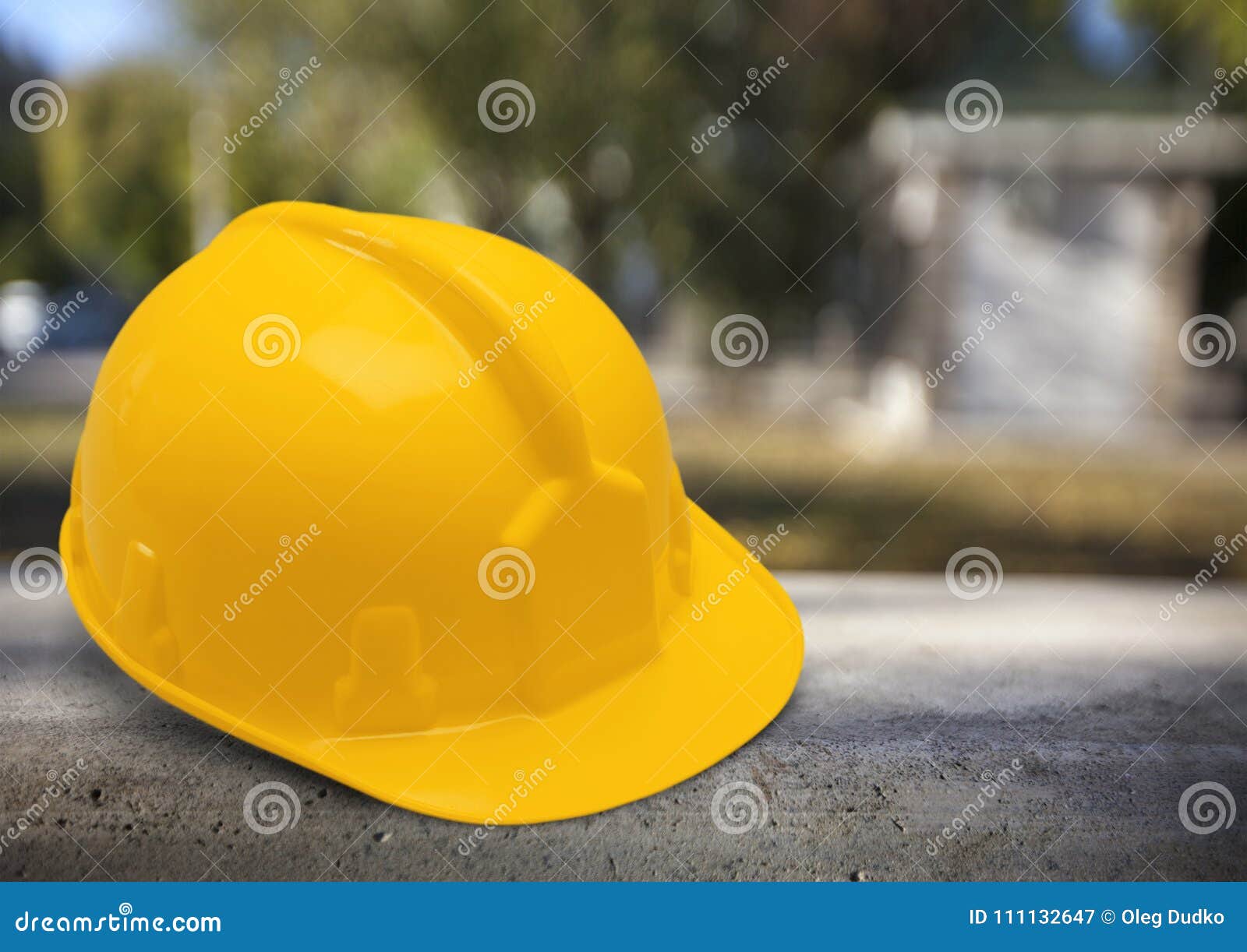Yellow Hard Hat on Blurred Background Stock Image - Image of bright ...
