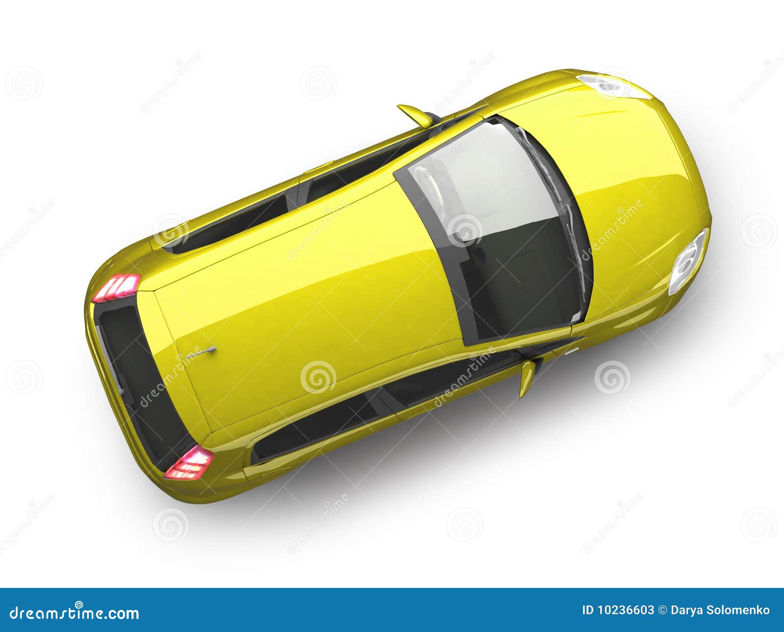 Yellow Hatchback Car Top View Stock Illustration - Illustration of ...