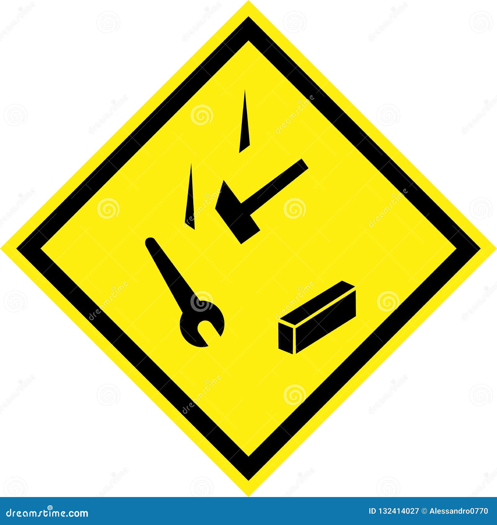 Yellow Hazard Sign with Falling Objects Stock Illustration ...