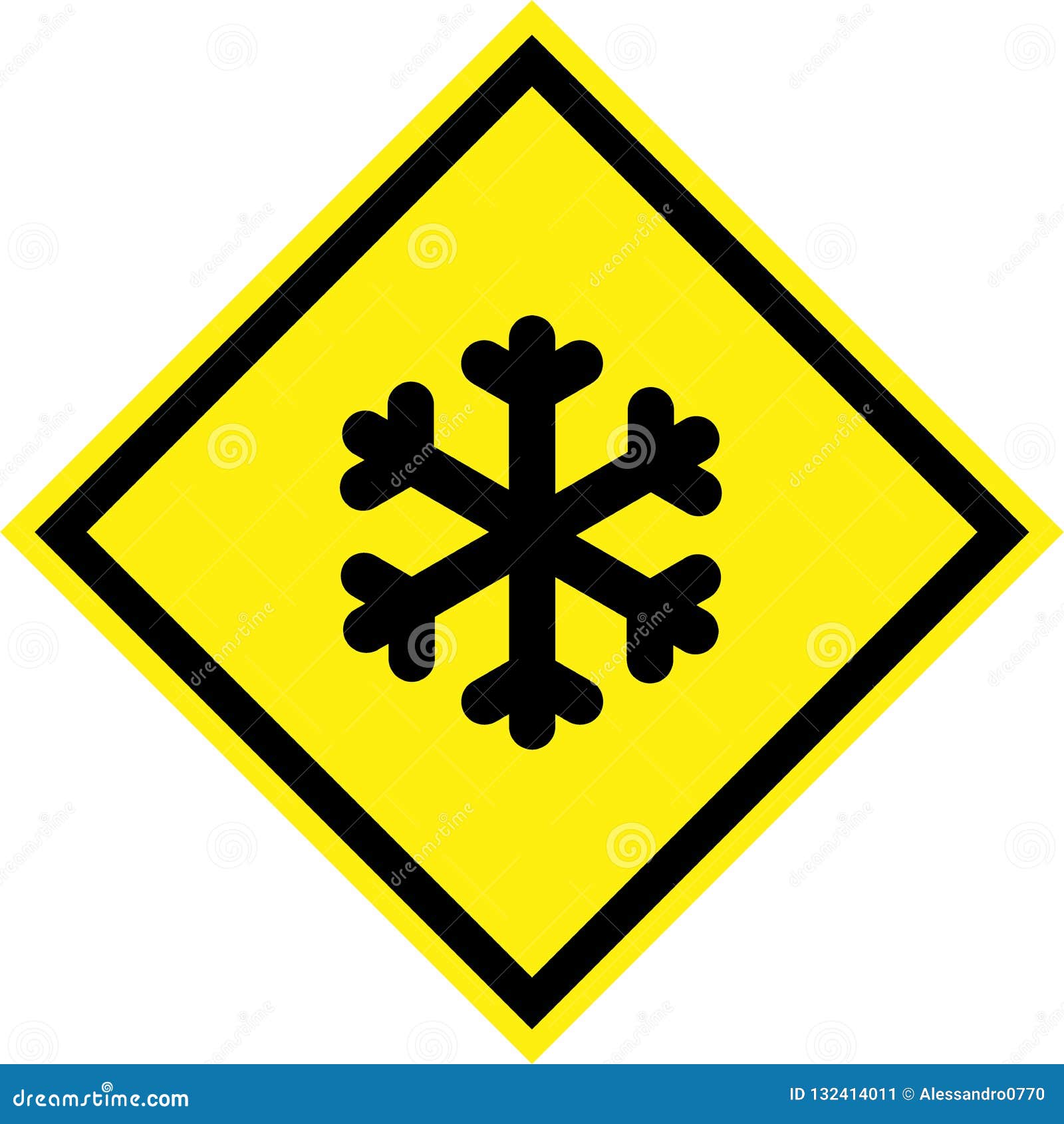 Yellow Hazard Sign with Ice Stock Illustration - Illustration of chill ...