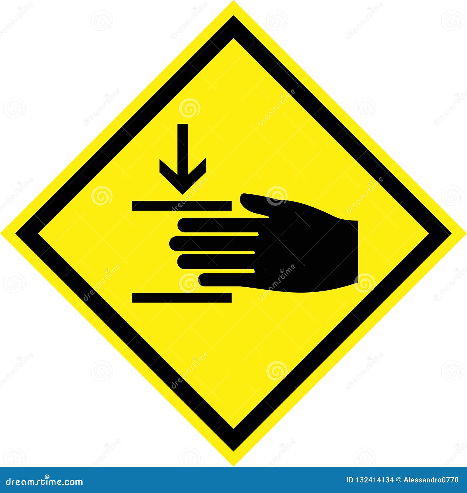Yellow Hazard Sign with Press Machine Stock Illustration - Illustration ...
