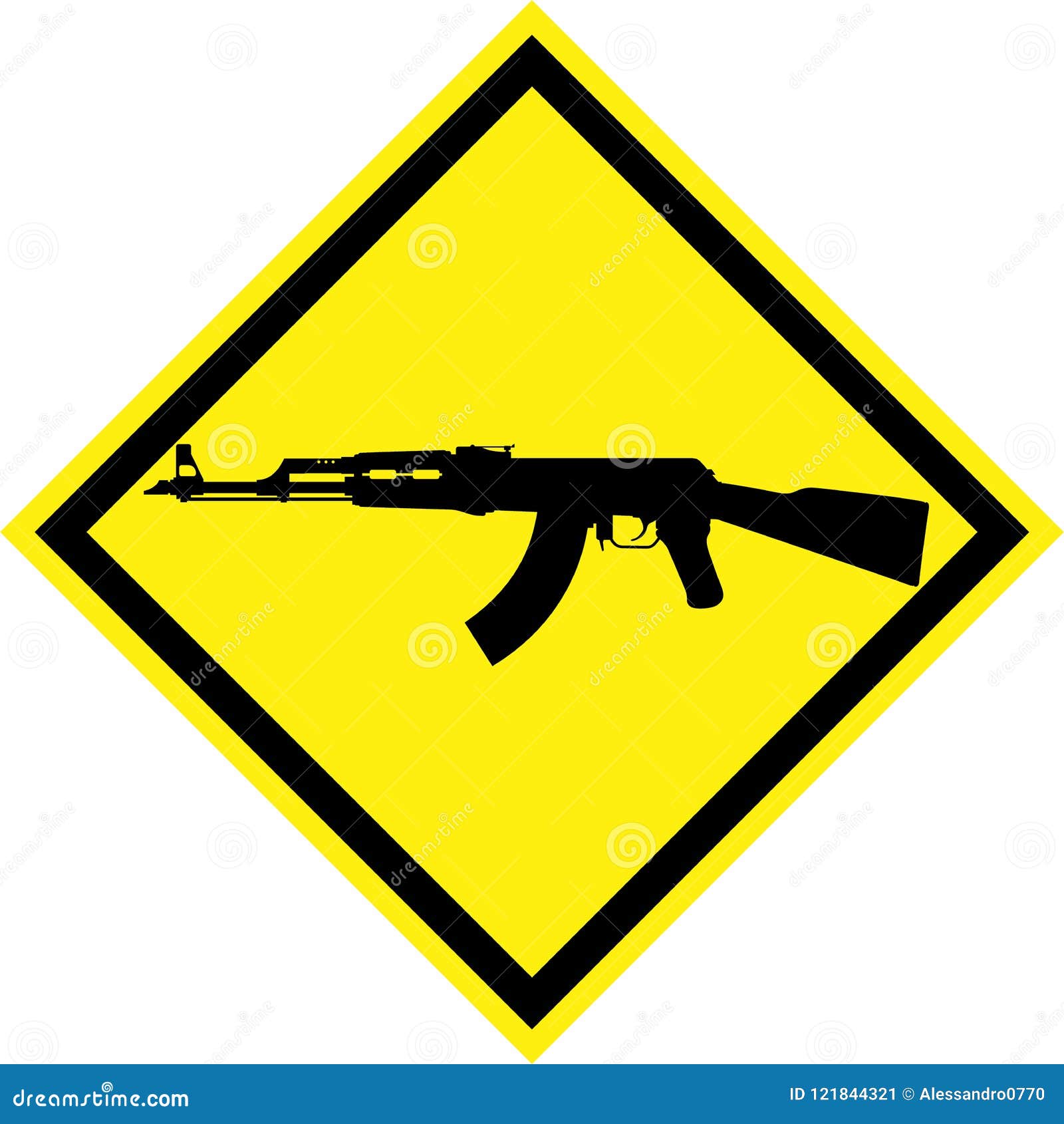 Yellow Hazard Sign with Rifle Stock Illustration - Illustration of ...