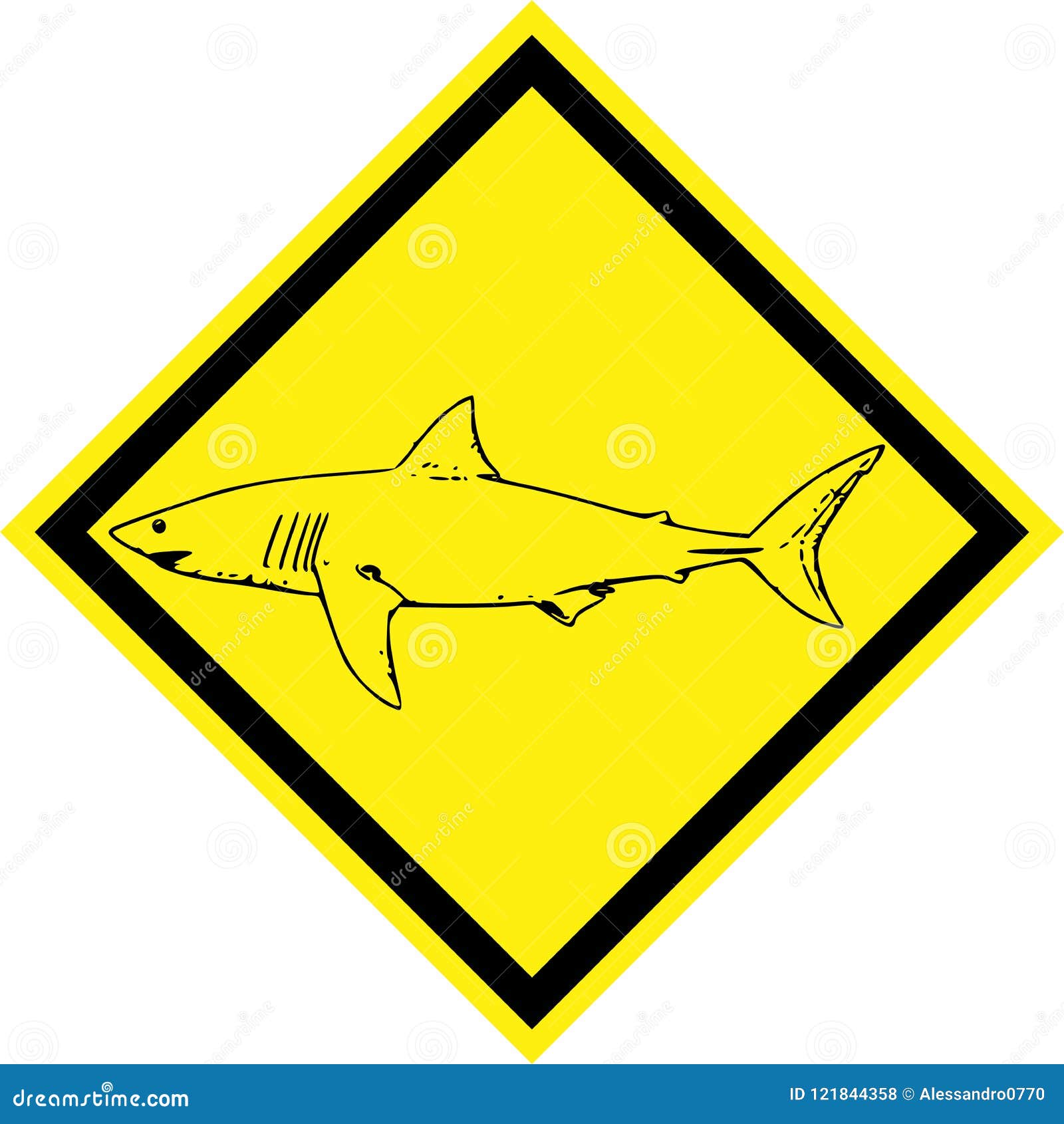 Yellow Hazard Sign with Shark Stock Illustration - Illustration of bite ...
