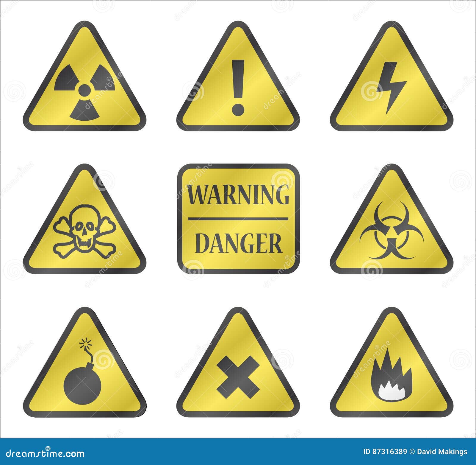 Yellow Hazard Signs stock illustration. Illustration of bomb - 87316389