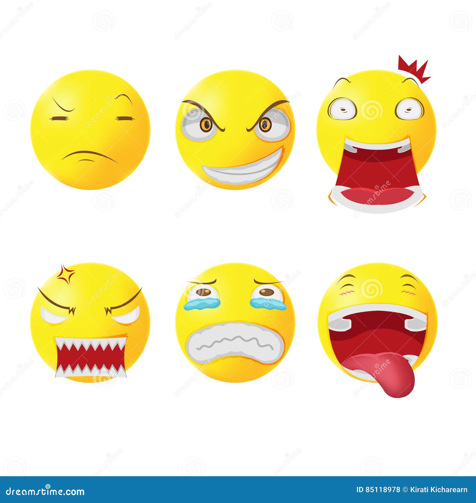 Yellow Head Face Cartoon Emotion Vector Stock Illustration ...