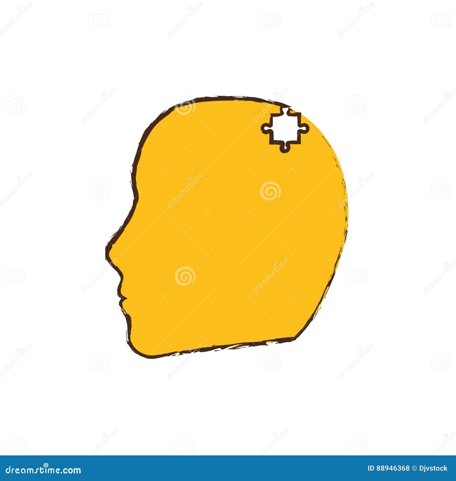 Yellow Head Puzzle Pieces Image Stock Illustration - Illustration of ...