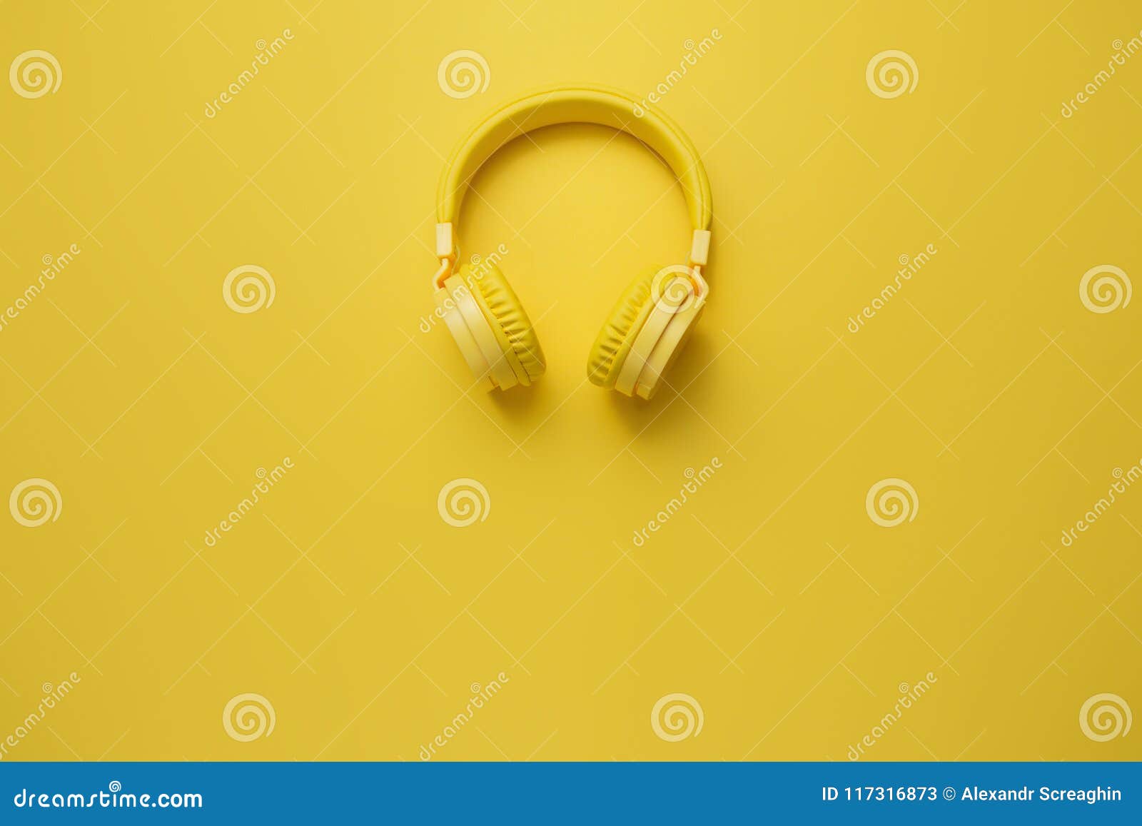 Yellow Headphones on Yellow Background. Music Concept. Stock Image ...