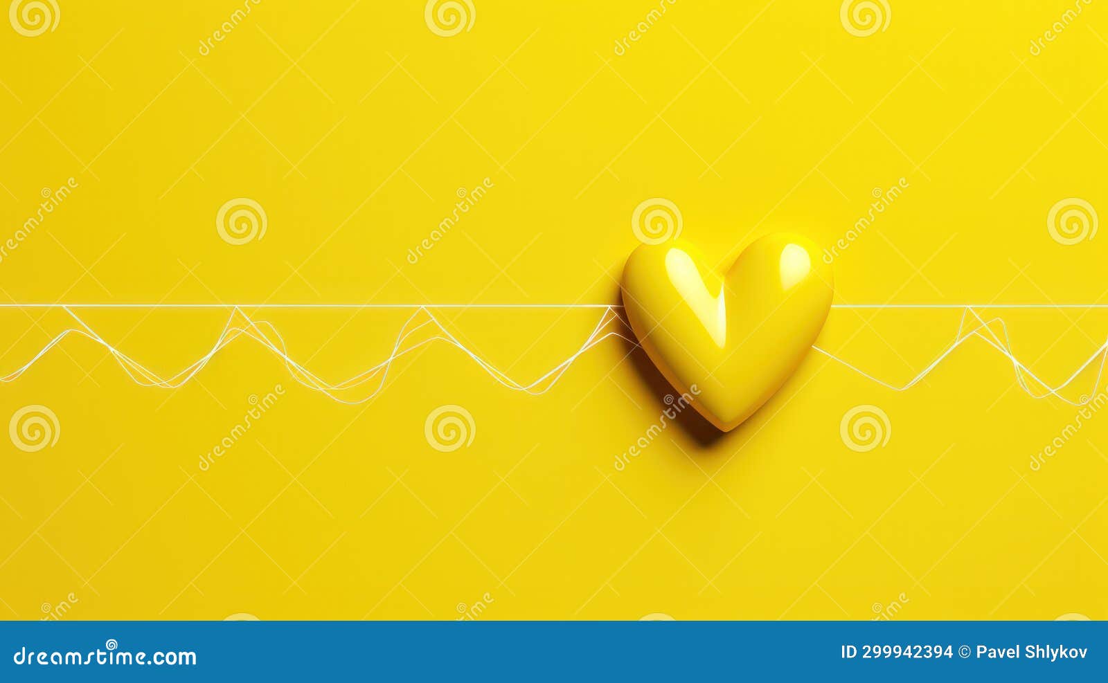 Yellow Heart on Electrocardiogram ECG with Yellow Heart, Heart Wave ...