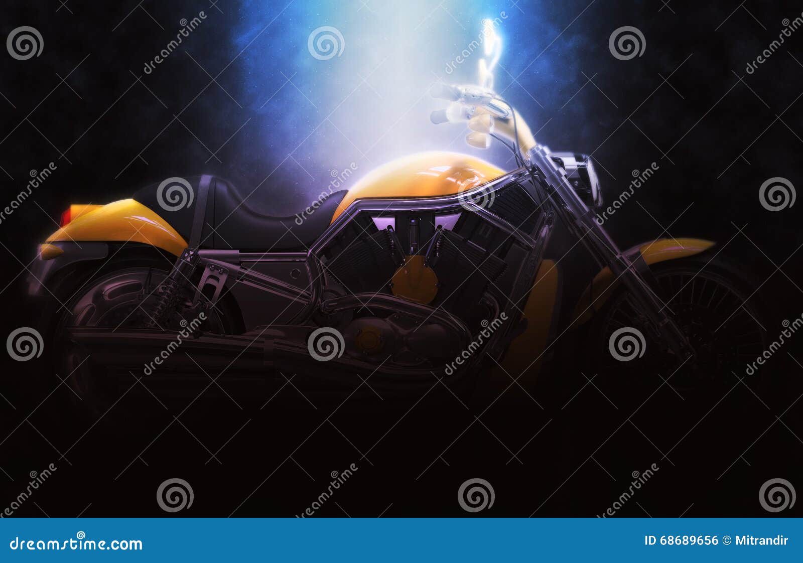 Yellow heavy bike editorial photo. Illustration of model - 68689656